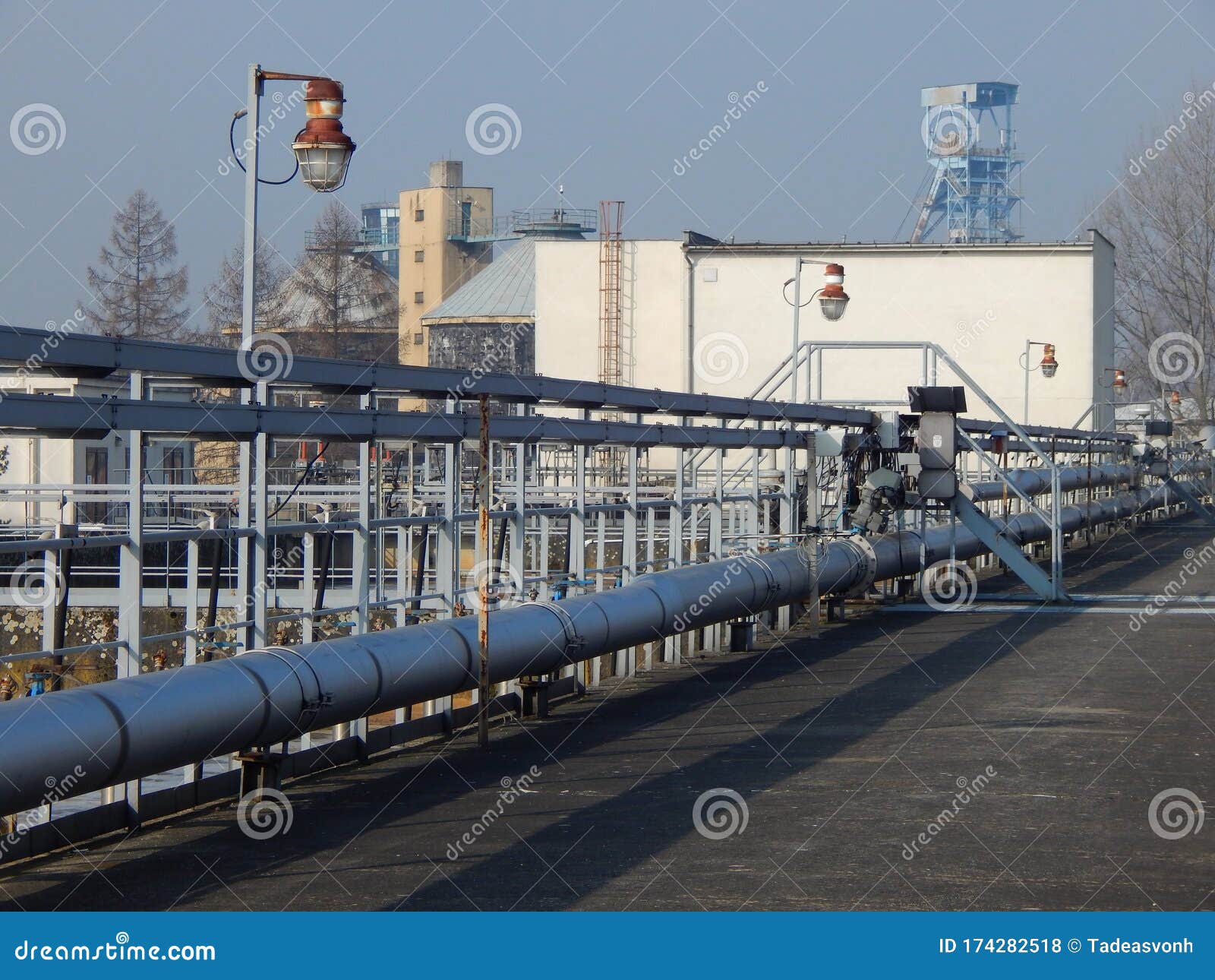 Pipeline at the Side of a Walkway Above the Activated Sludge Tank Stock ...