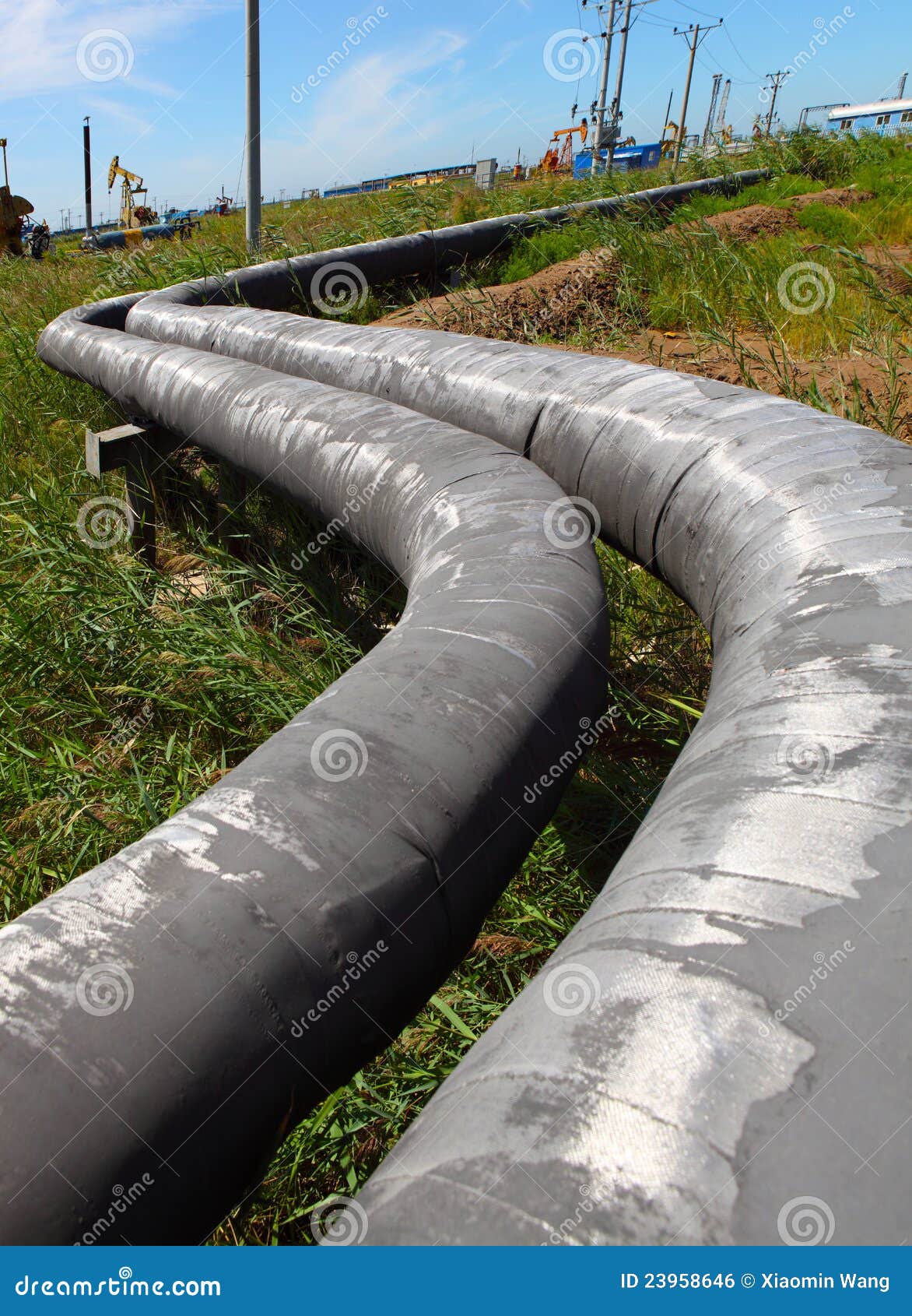 Pipeline and storage tanks stock photo. Image of piping - 23958646