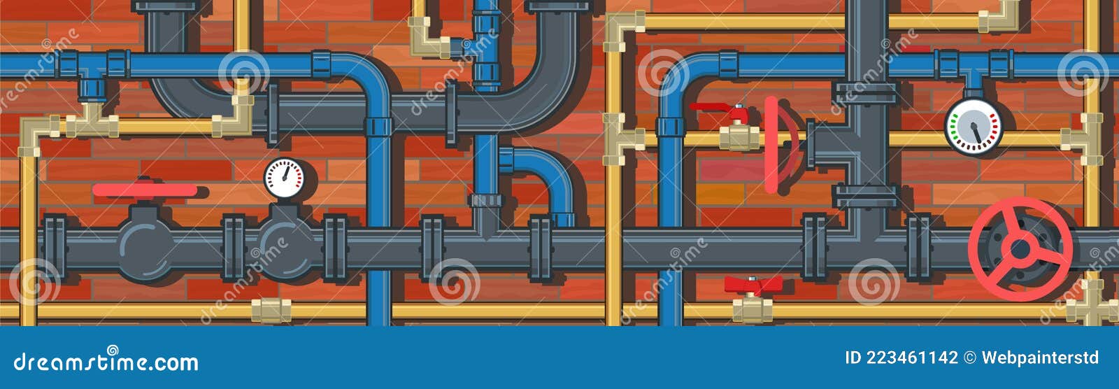 Pipeline System. Seamless Pattern. Horizontally Background Picture ...