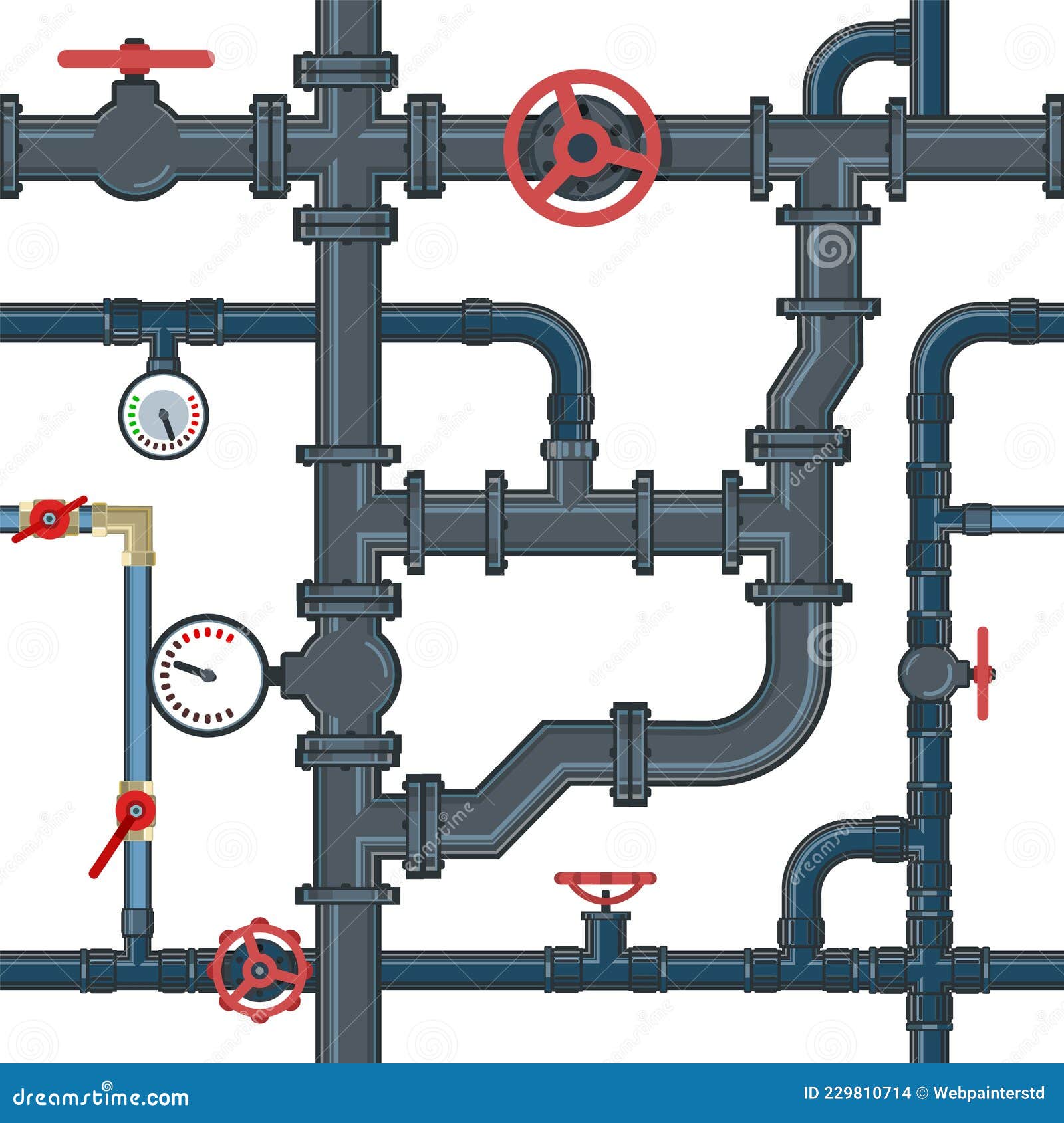 Pipeline System. Horizontal Picture With Place For Text On A Brick Wall ...