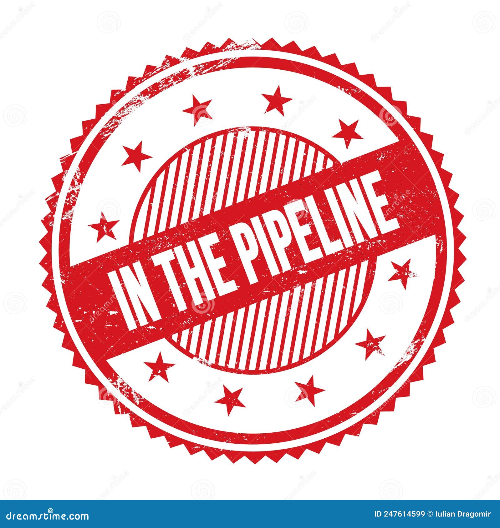 In the PIPELINE Text Written on Red Grungy Round Stamp Stock ...