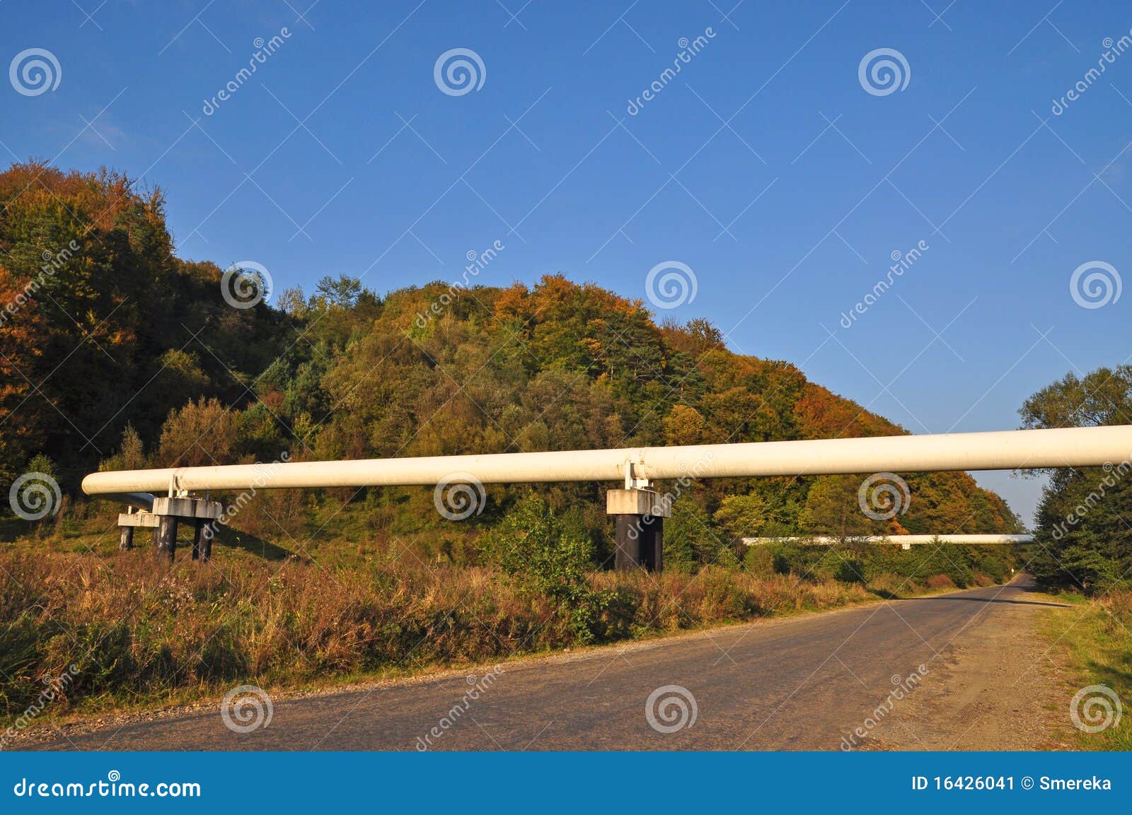 Pipeline Transition through Road. Stock Image - Image of heat ...