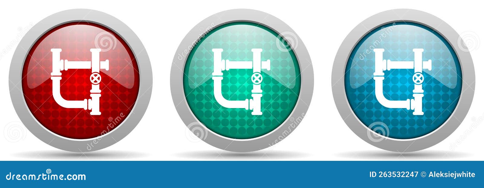 Pipeline, Tube, Pipe and Industrial Vector Icon Set, Glossy Web Buttons ...