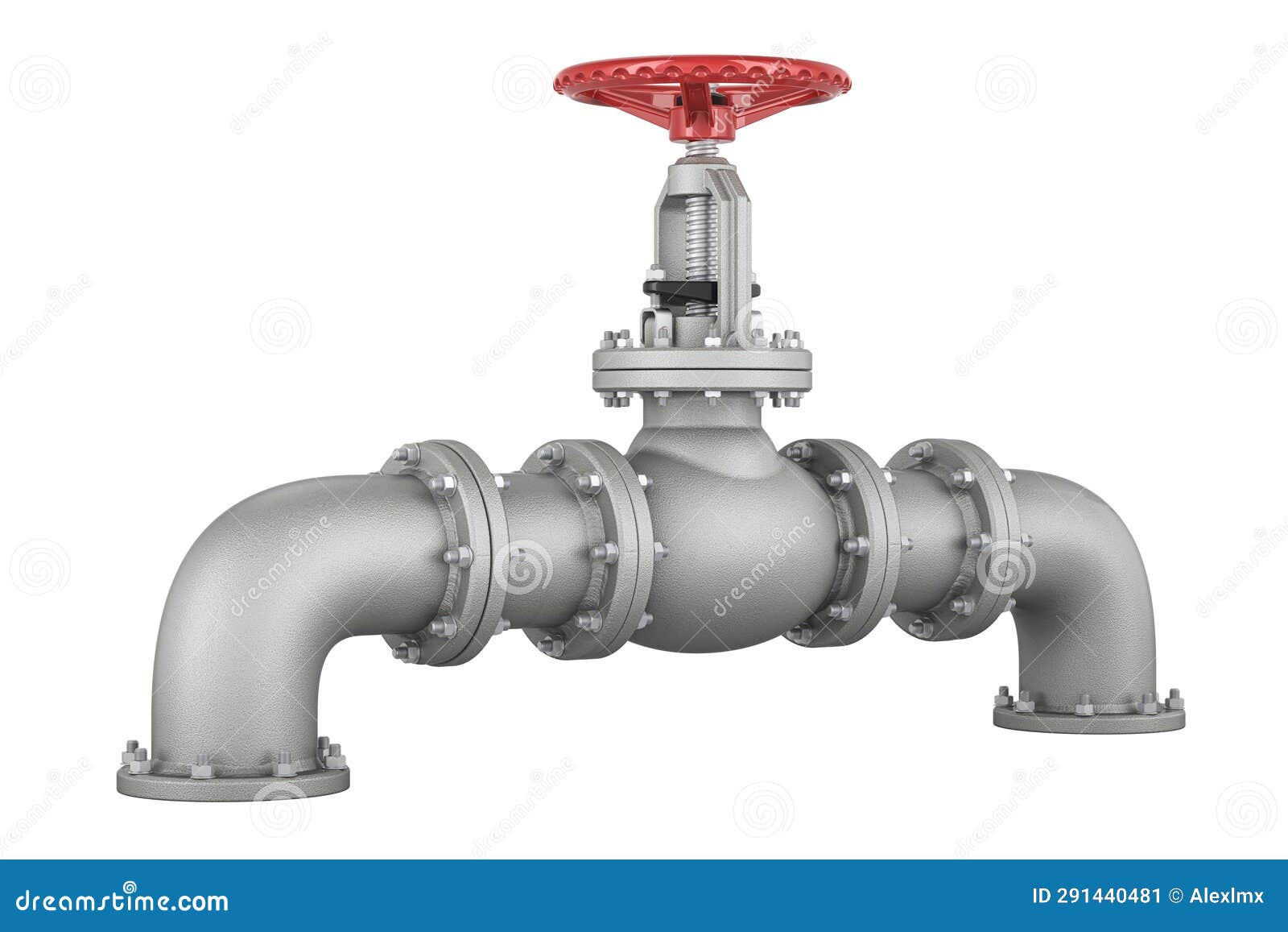 Pipeline with Valve, 3D Rendering Stock Illustration - Illustration of ...
