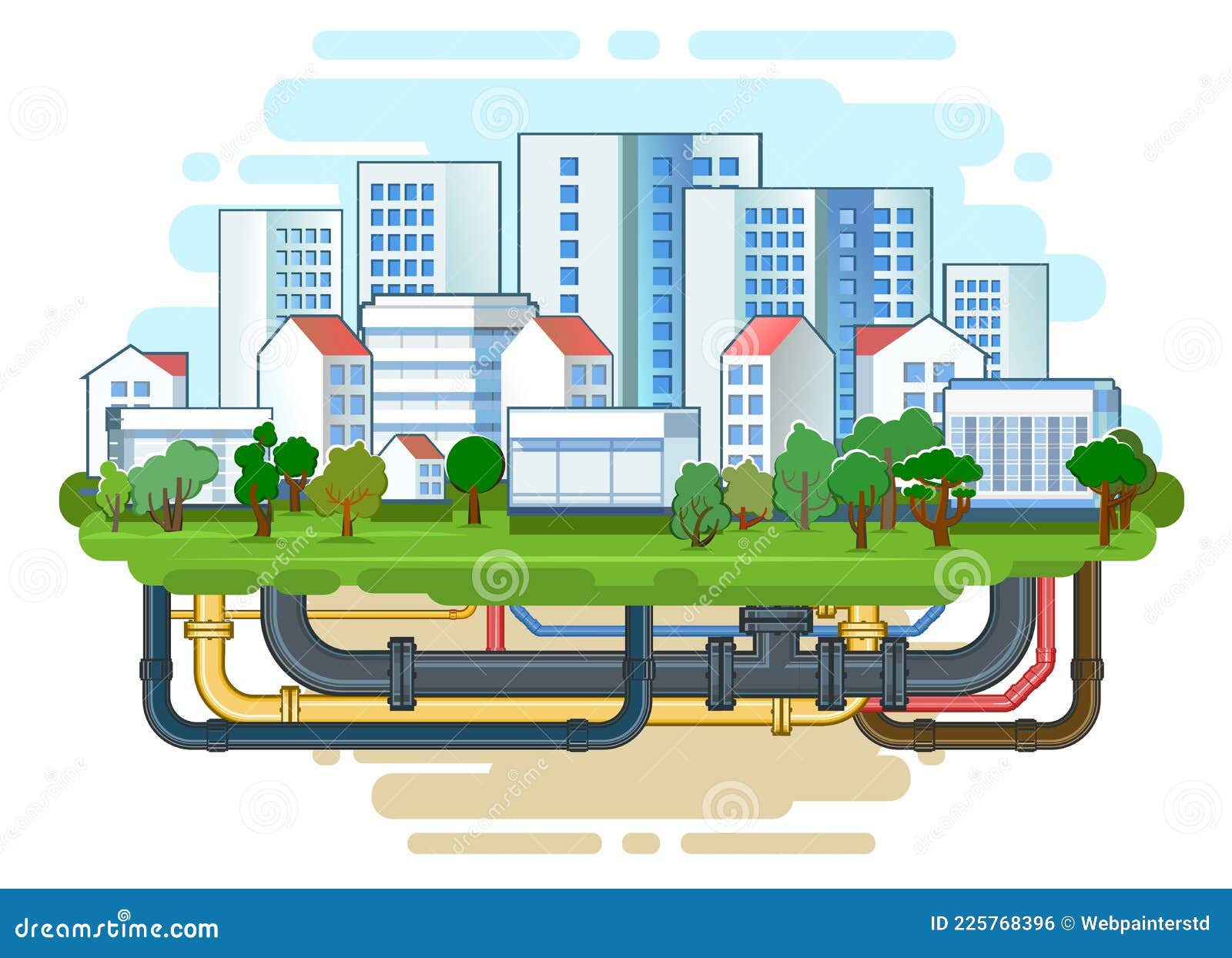 Pipeline for Various Purposes. City Engineering Network. Underground ...