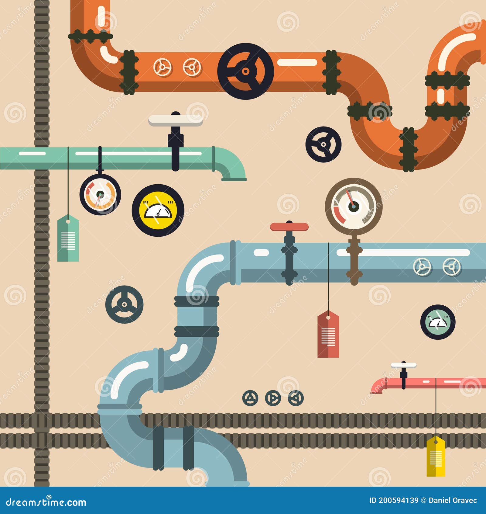 Pipeline Vector Background with Valves Stock Vector - Illustration of ...