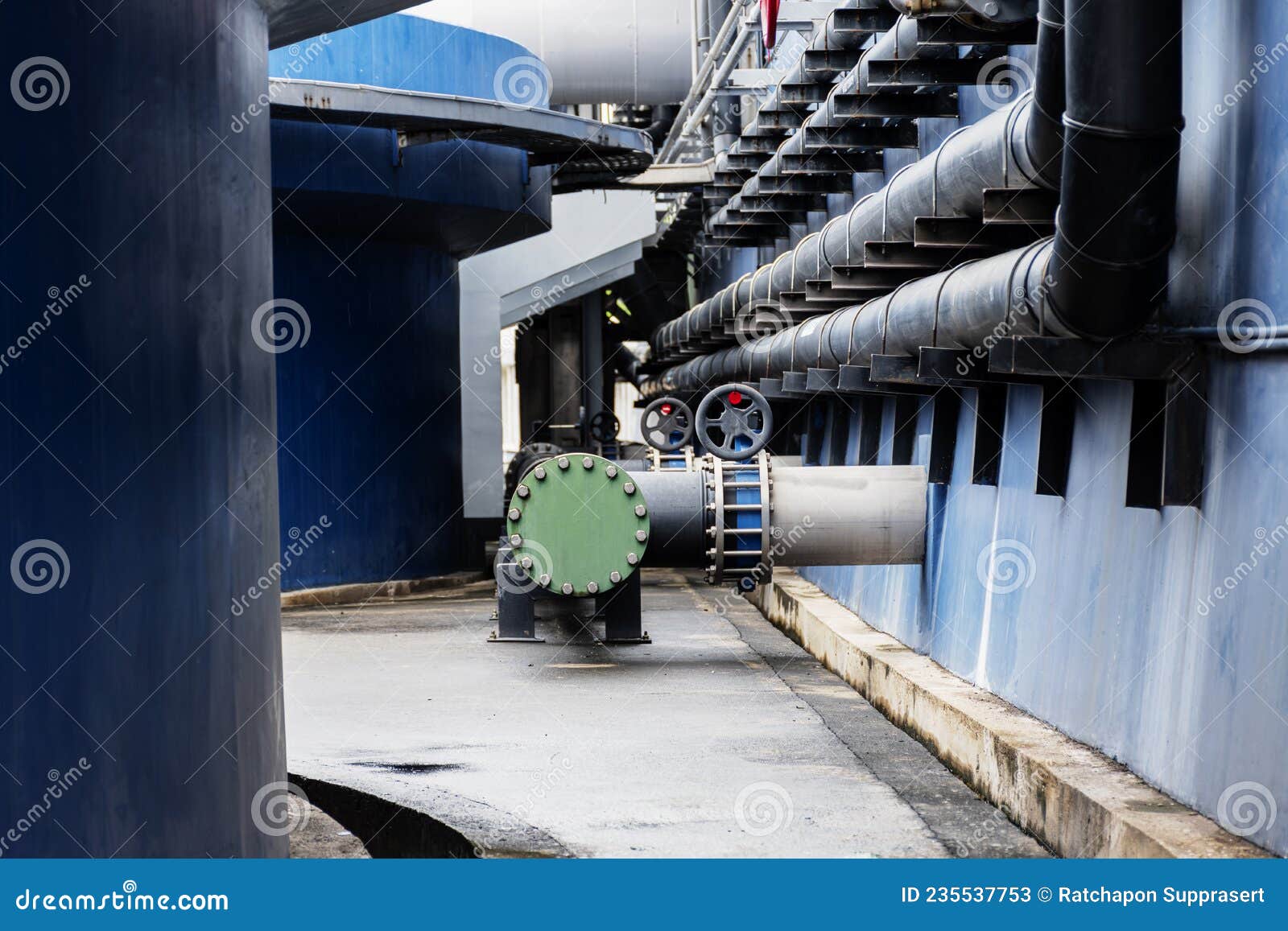 Pipeline for Waste Water Treatment Ponds Stock Image - Image of ...
