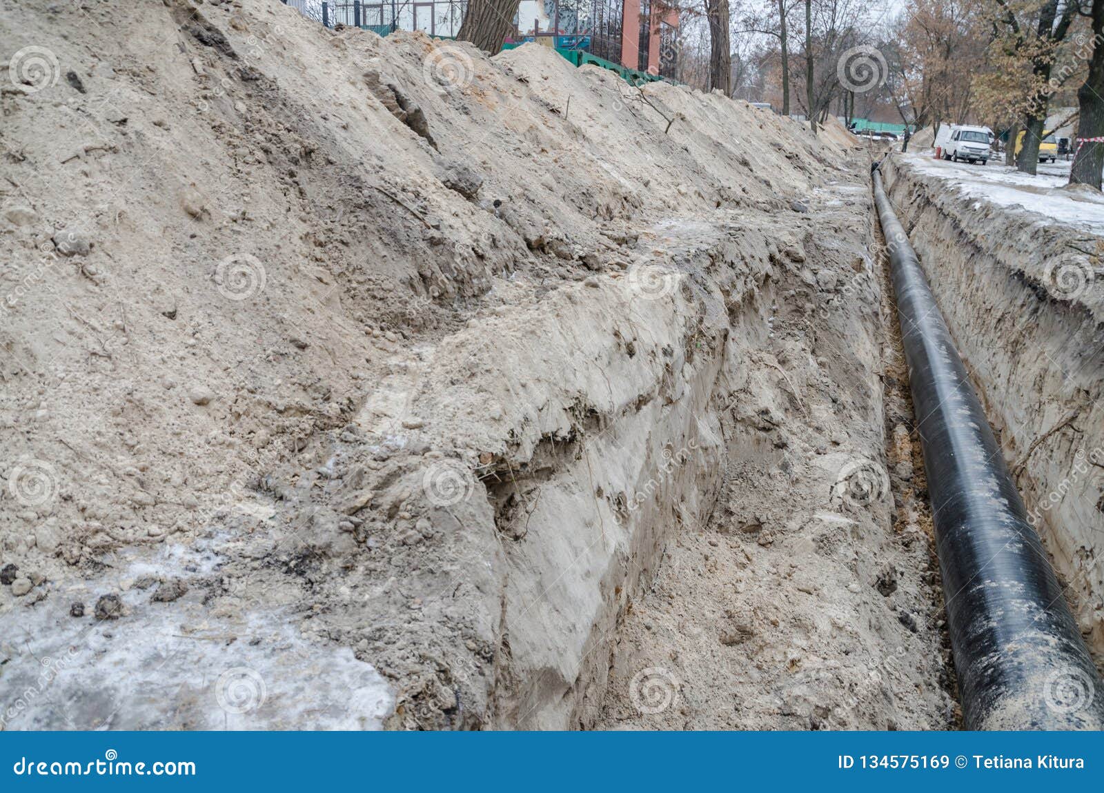Pipeline, Dug Out Pit and Pipe Stock Image - Image of home, cement ...
