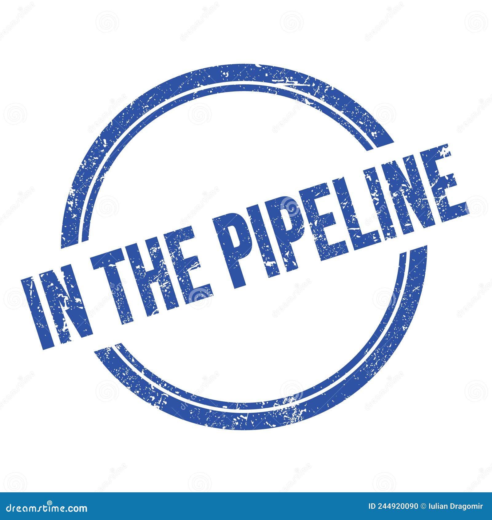 In the PIPELINE, Words on Blue Round Stamp Stock Illustration ...