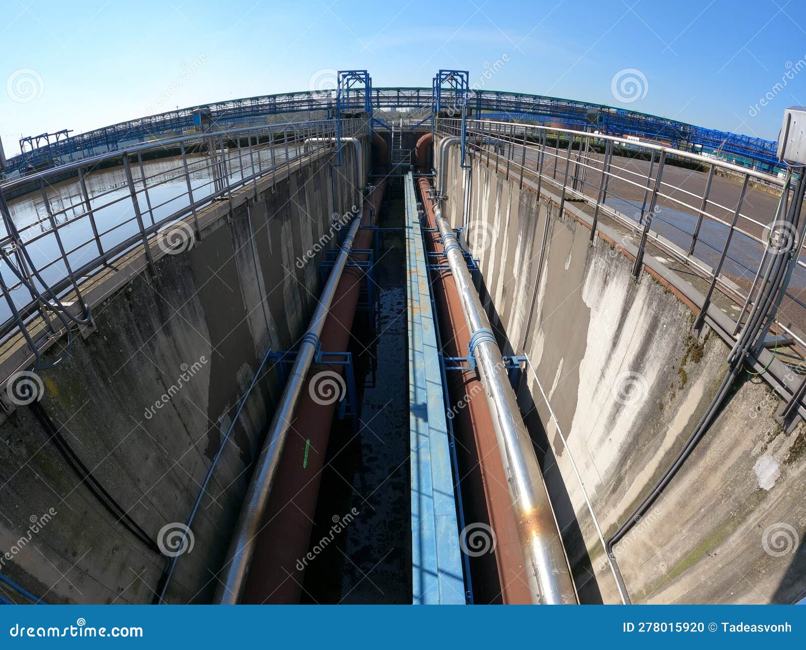 Pipelines among the Activated Sludge Tanks Stock Photo - Image of ...