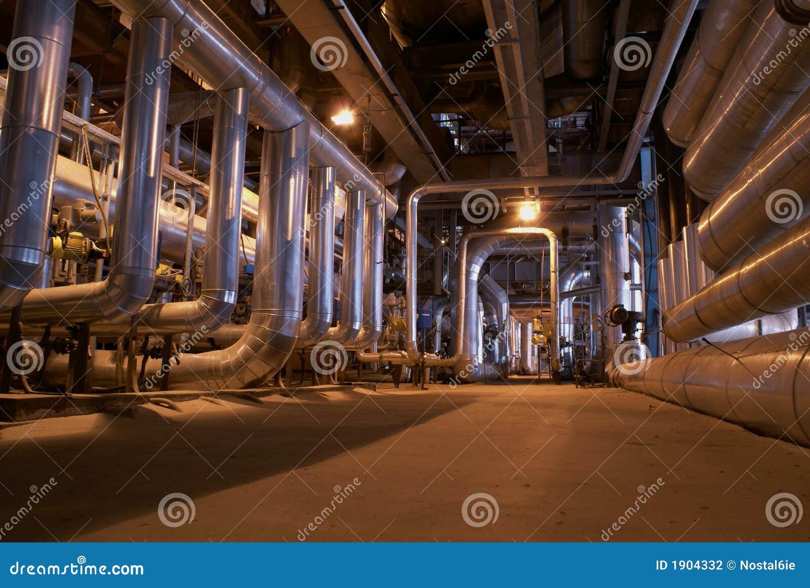Pipelines and Cables on Power Plant Stock Photo - Image of green ...