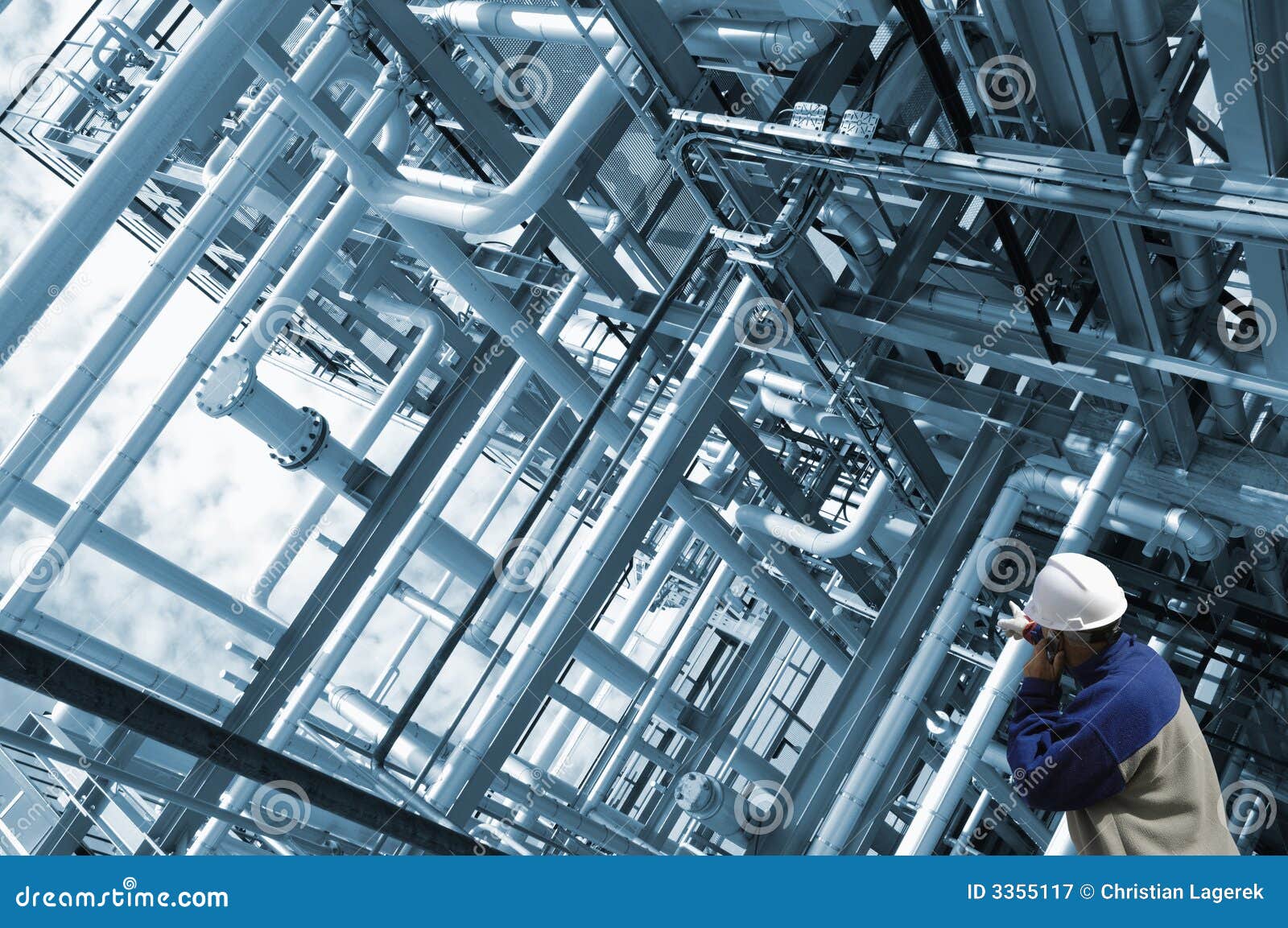 Pipelines and engineer stock image. Image of factory, technology - 3355117