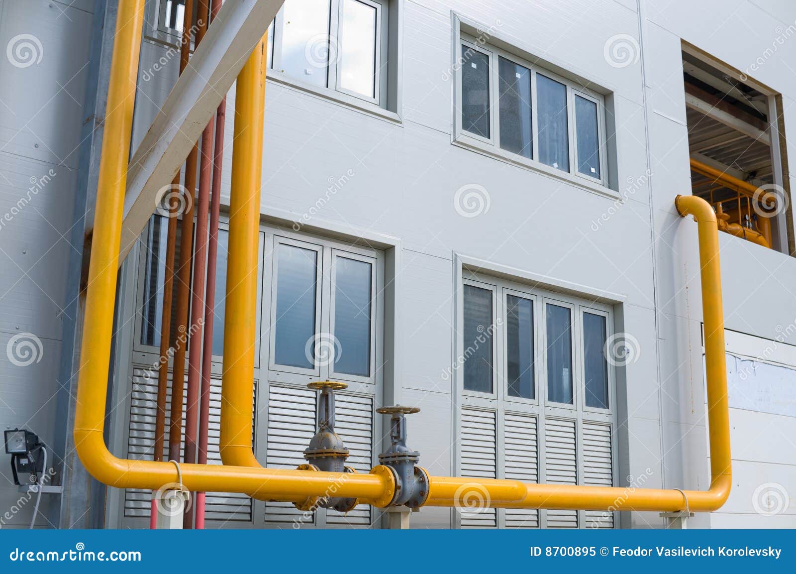 Pipelines on a wall. stock image. Image of industry, pipeline - 8700895