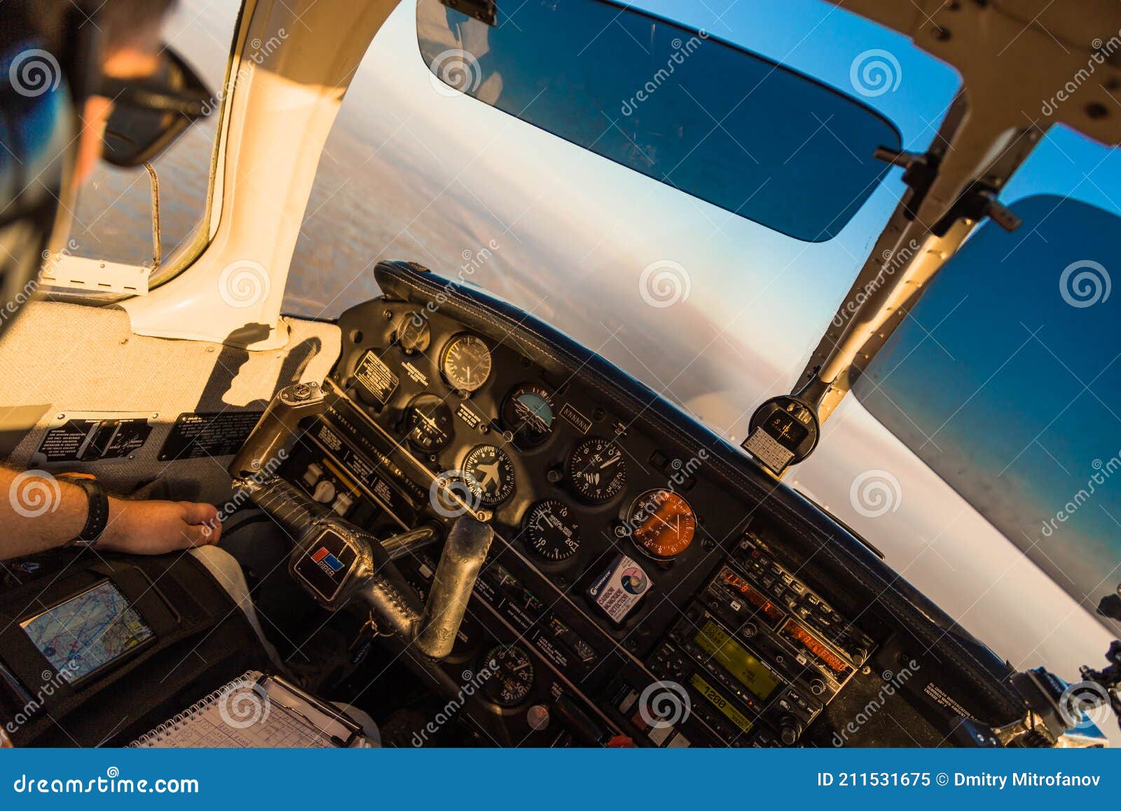 General Aviation Airplane Cockpit View Stock Image - Image of cherokee ...