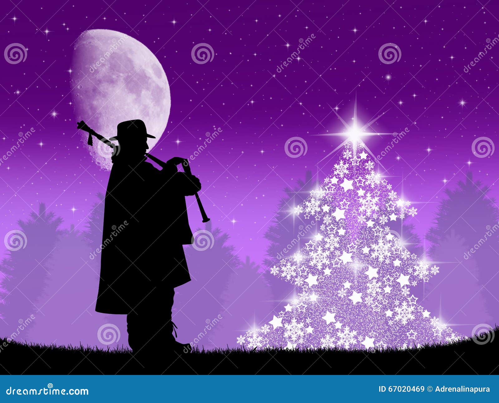 Piper with Cornamuse at Christmas Stock Illustration - Illustration of ...