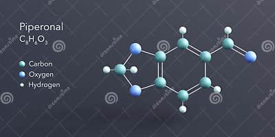 Piperonal Molecule 3d Rendering, Flat Molecular Structure with Chemical ...
