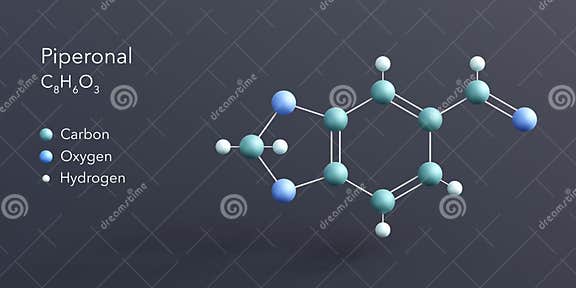 Piperonal Molecule 3d Rendering, Flat Molecular Structure with Chemical ...
