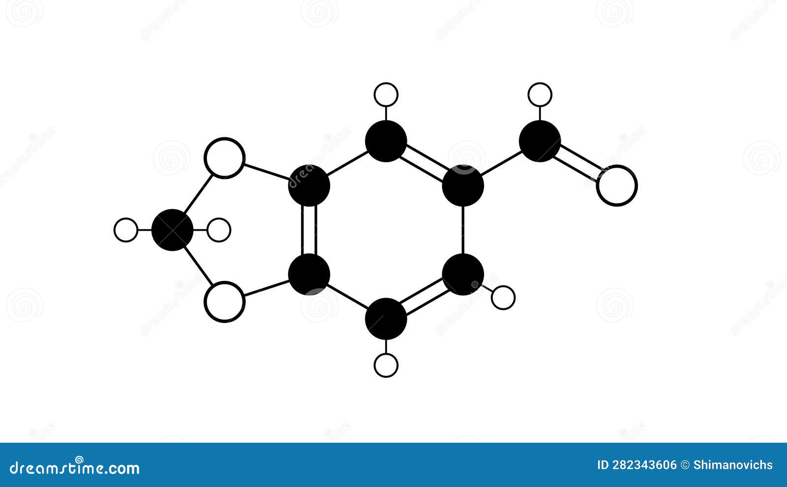 Piperonal Molecular Structure 3d, Flat Model, Aromatic Aldehydes ...