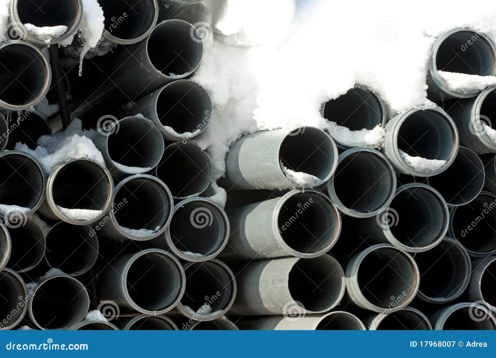 PVC Pipes Covered with Snow Stock Image - Image of water, tubular: 17968007