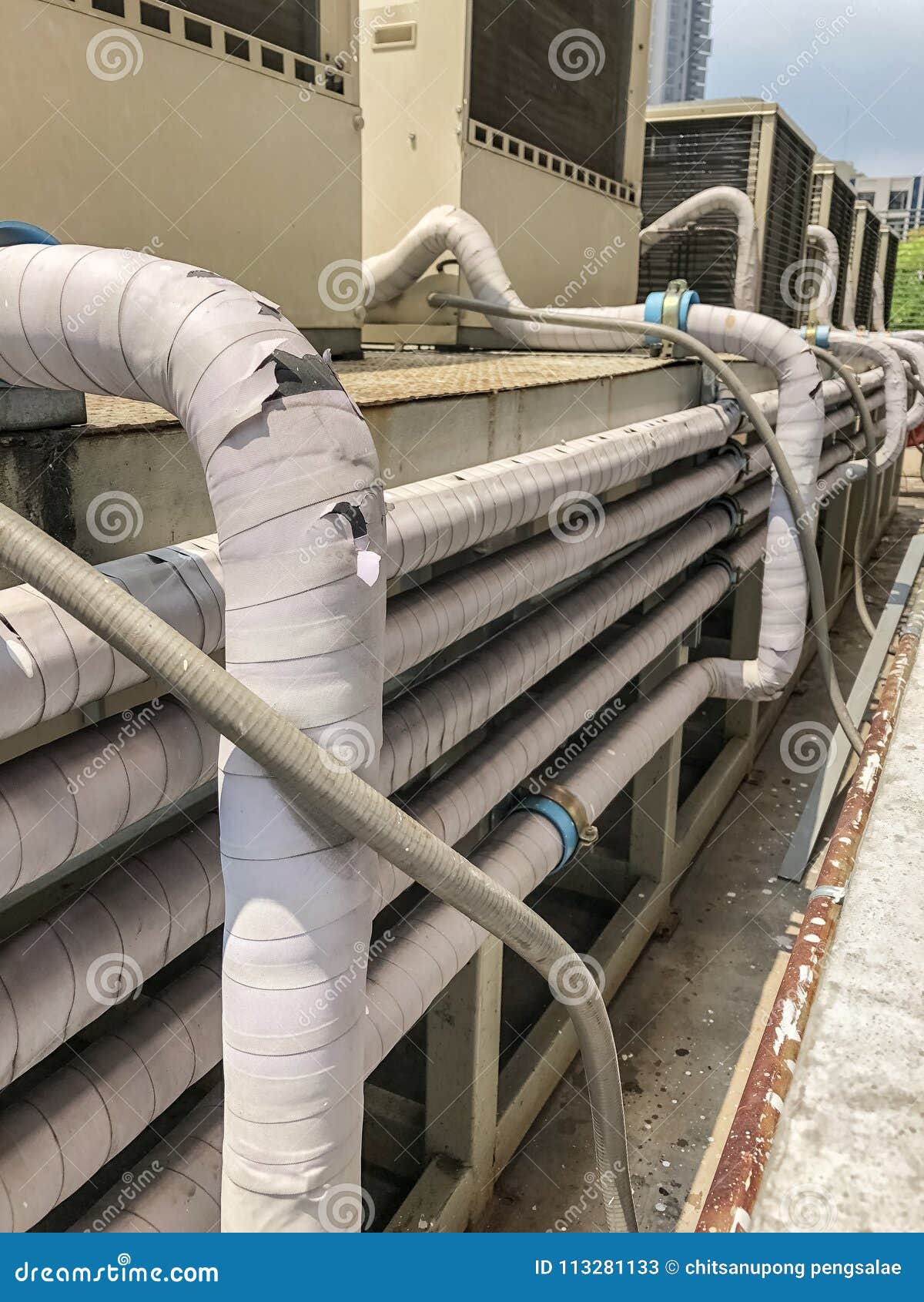 Pipes an Air Condition Line Duct System Stock Image - Image of material ...