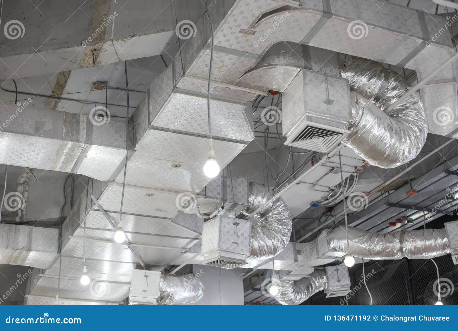 Pipes of air conditioning stock photo. Image of electric - 136471192