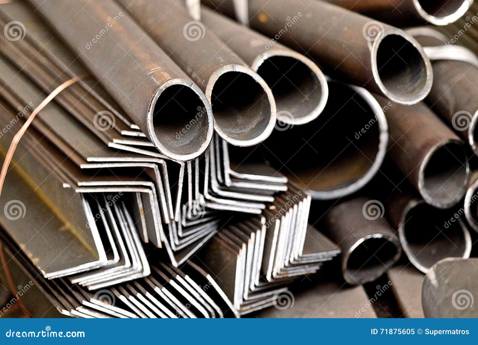 Pipes and angles stock image. Image of tube, steel, metallic - 71875605