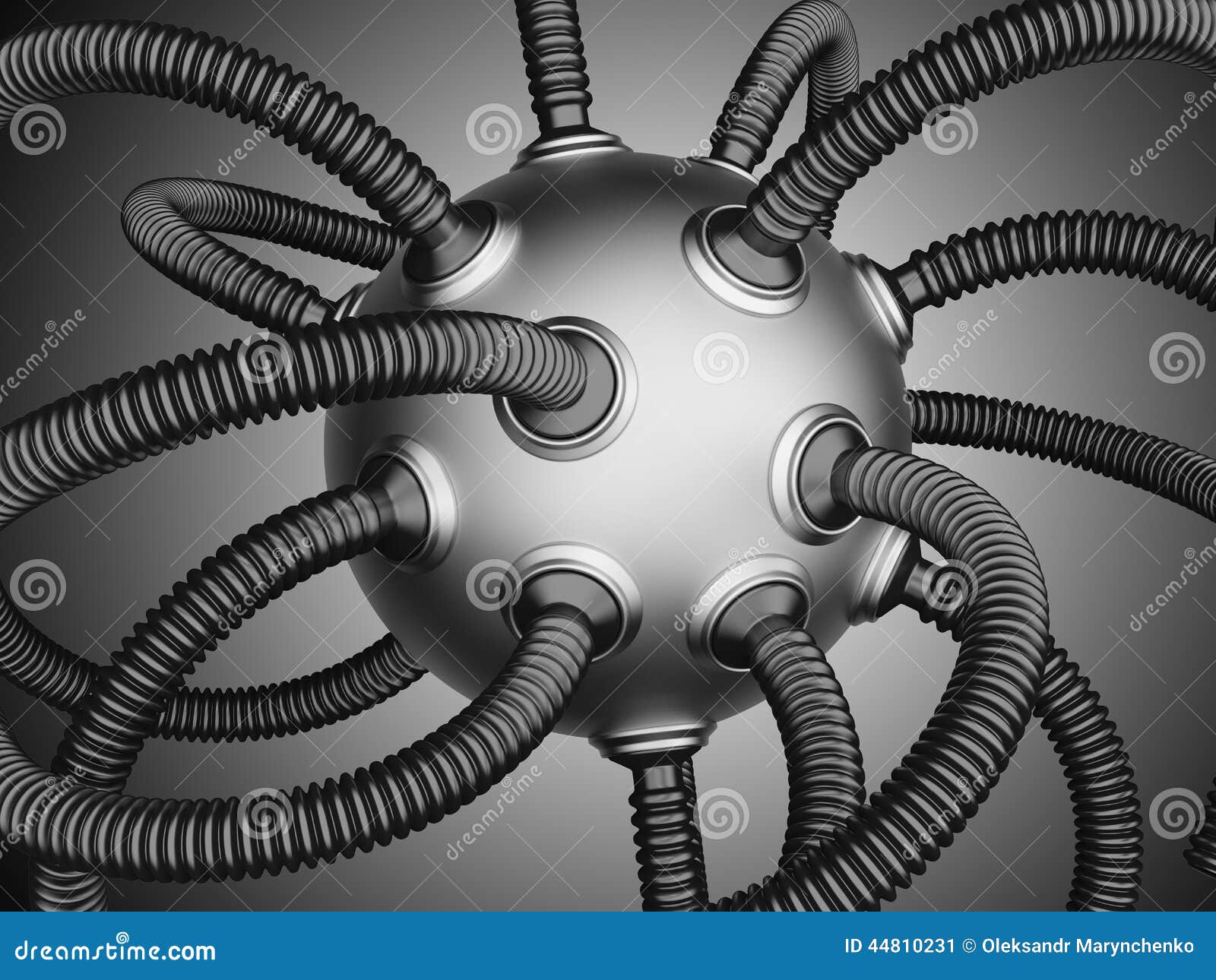 Pipes Attached To the Sphere Stock Illustration - Illustration of ...