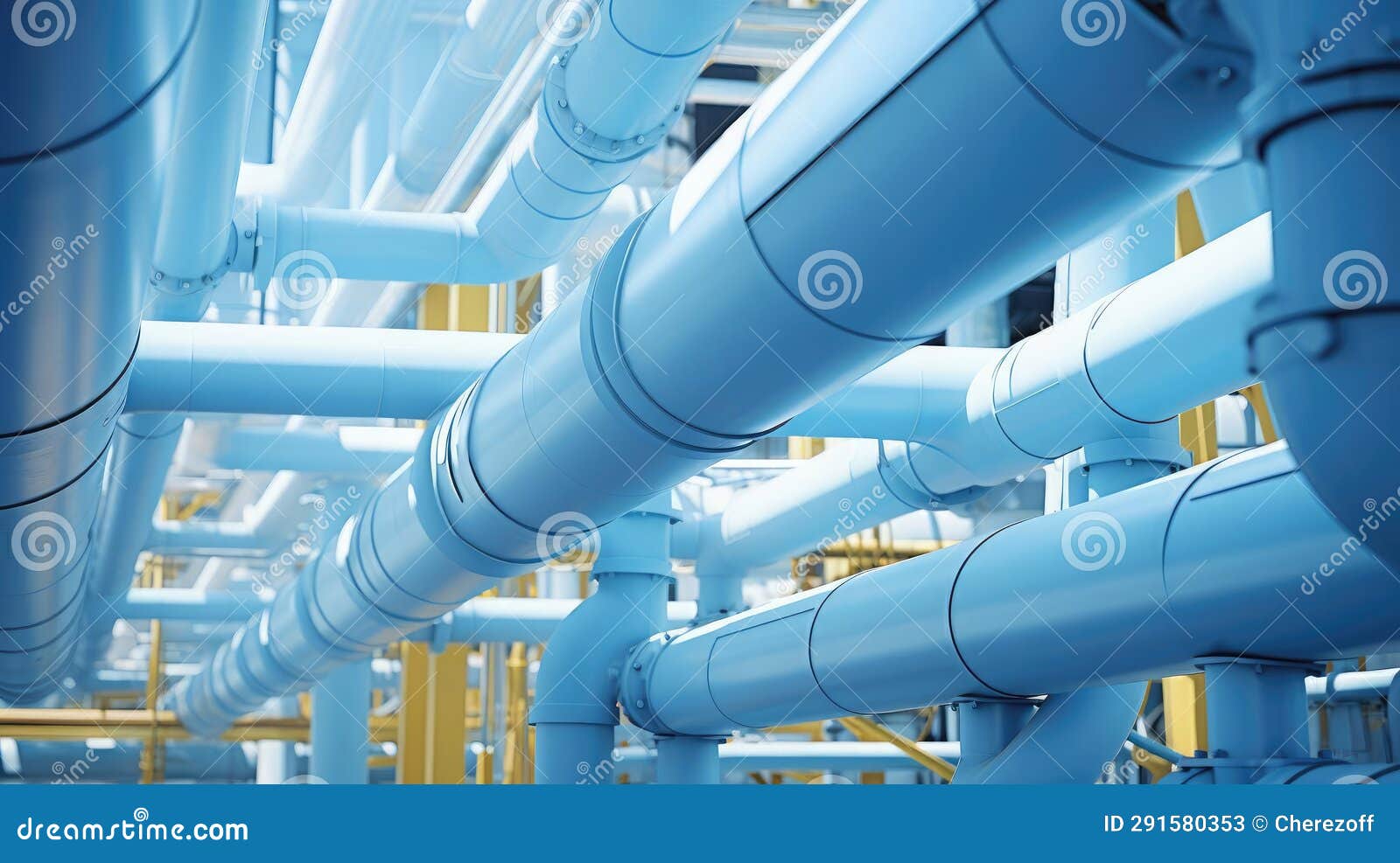 The Pipes are Blue and Yellow Stock Image - Image of industrial ...