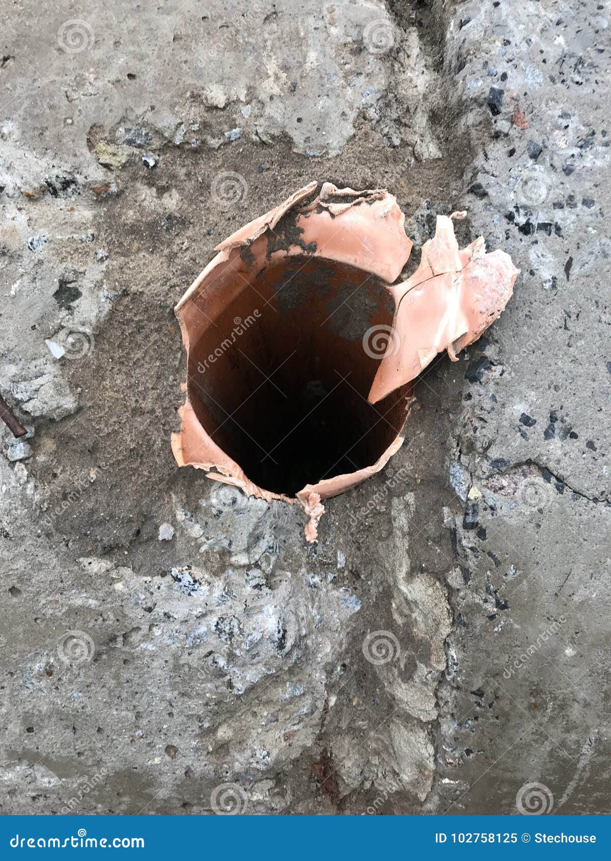 A Pipe Runs Out of a Wall of Concrete Stock Image - Image of wall ...