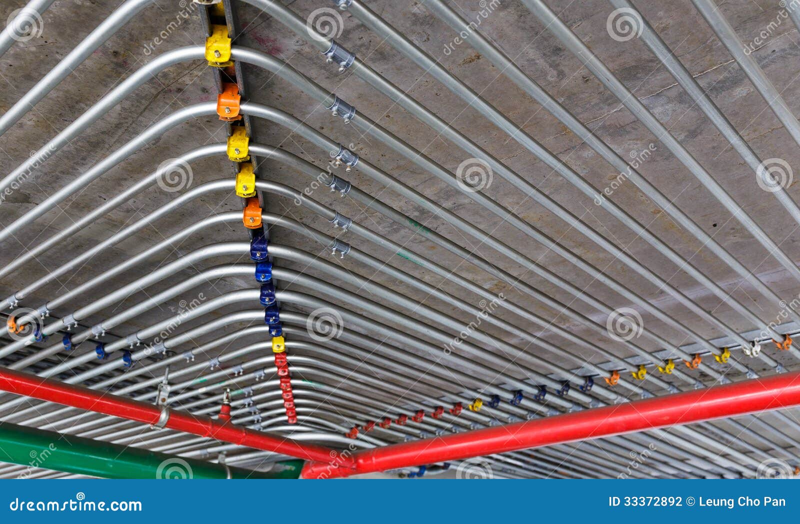 Pipes on ceiling wall stock photo. Image of diagonal - 33372892