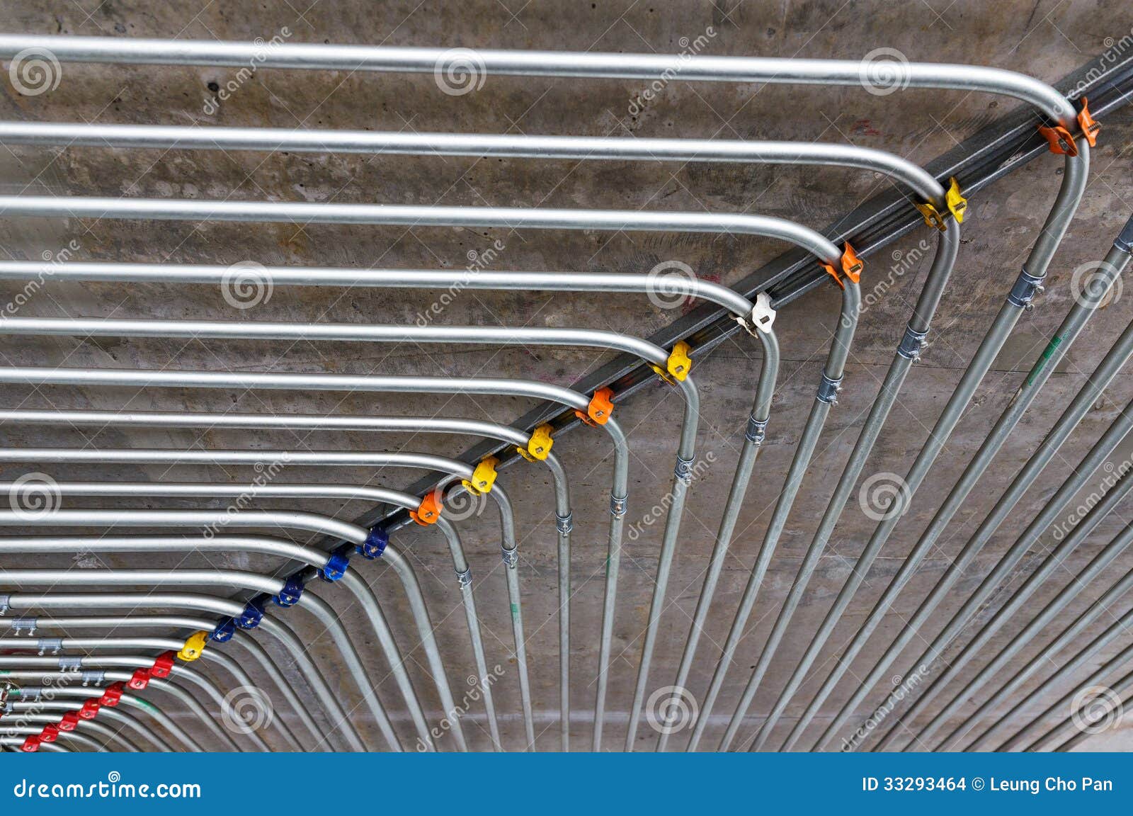 Pipes on ceiling wall stock photo. Image of spacing, rigid - 33293464