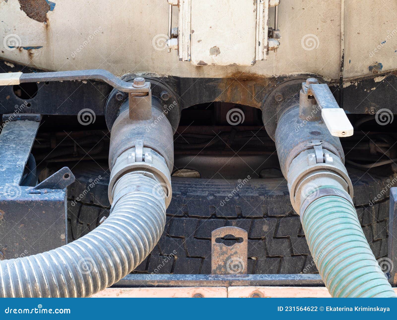 Pipes of cesspool machine stock photo. Image of closeup - 231564622
