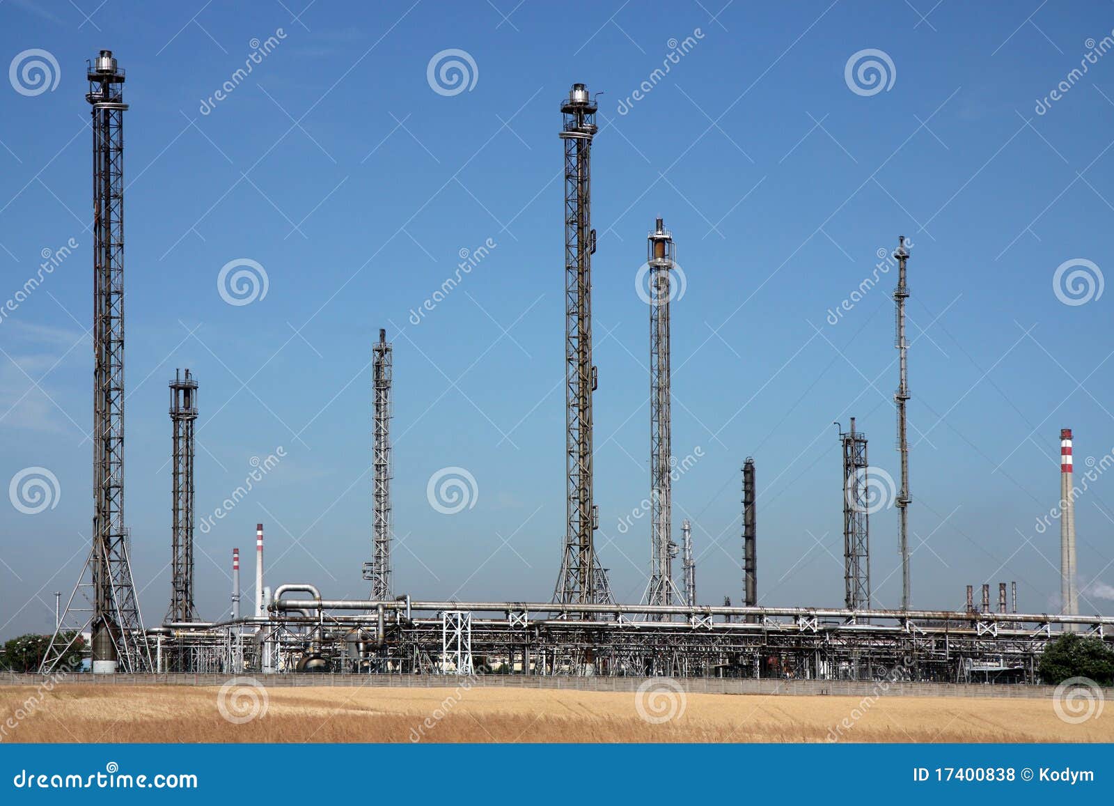 Pipes and Chimney in Oil Refinery Stock Photo - Image of industry ...
