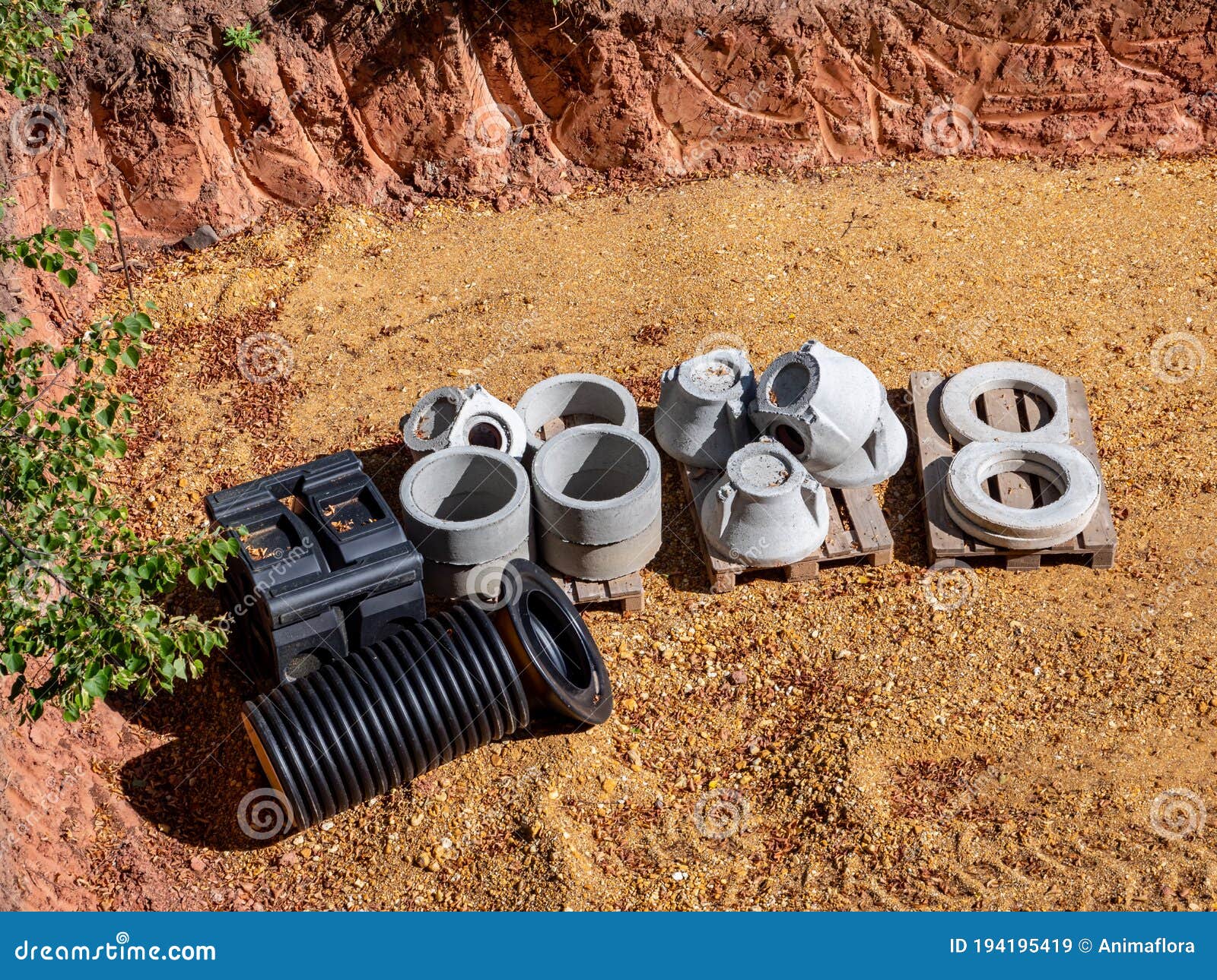 Pipes on a Civil Engineering Construction Site Stock Image - Image of ...