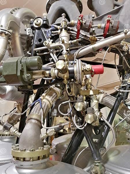 Pipes and Complex Mechanism of Rocket Engine. Space Industry Concept ...