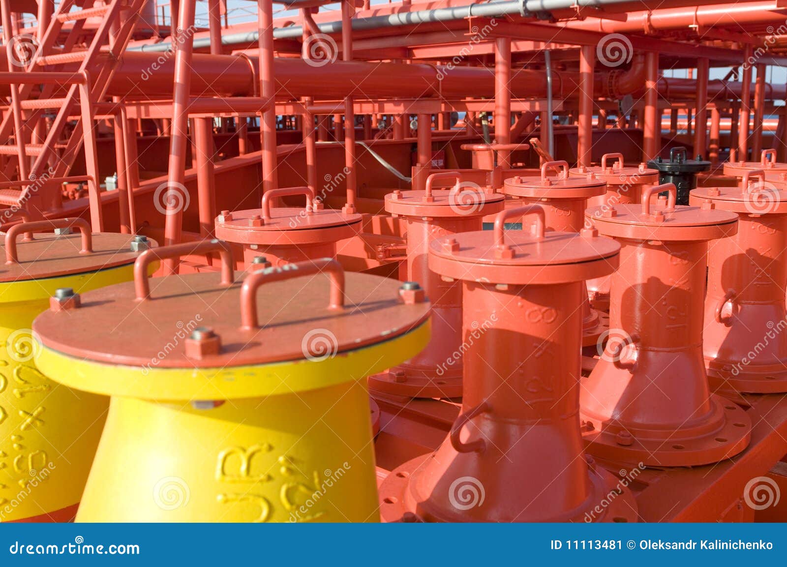 Pipes on the Deck of the Tanker Stock Image - Image of difficultly ...