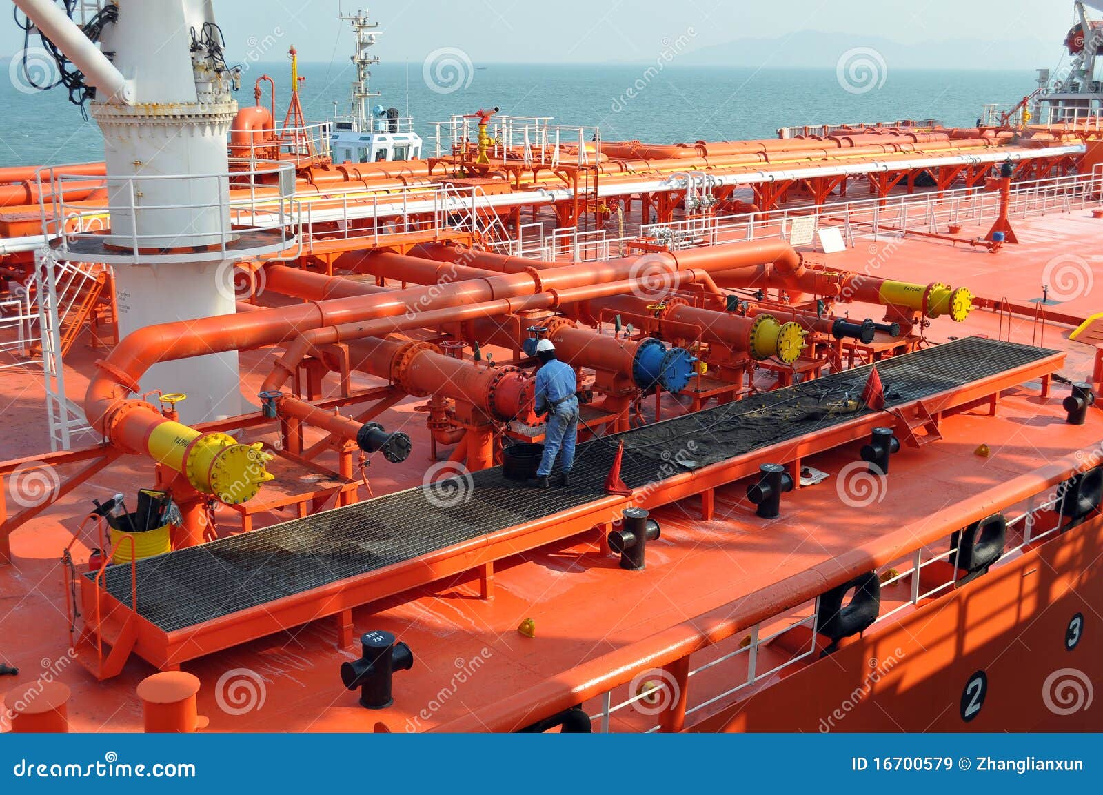 Pipes on the Deck of the Tanker Stock Image - Image of docks, security ...