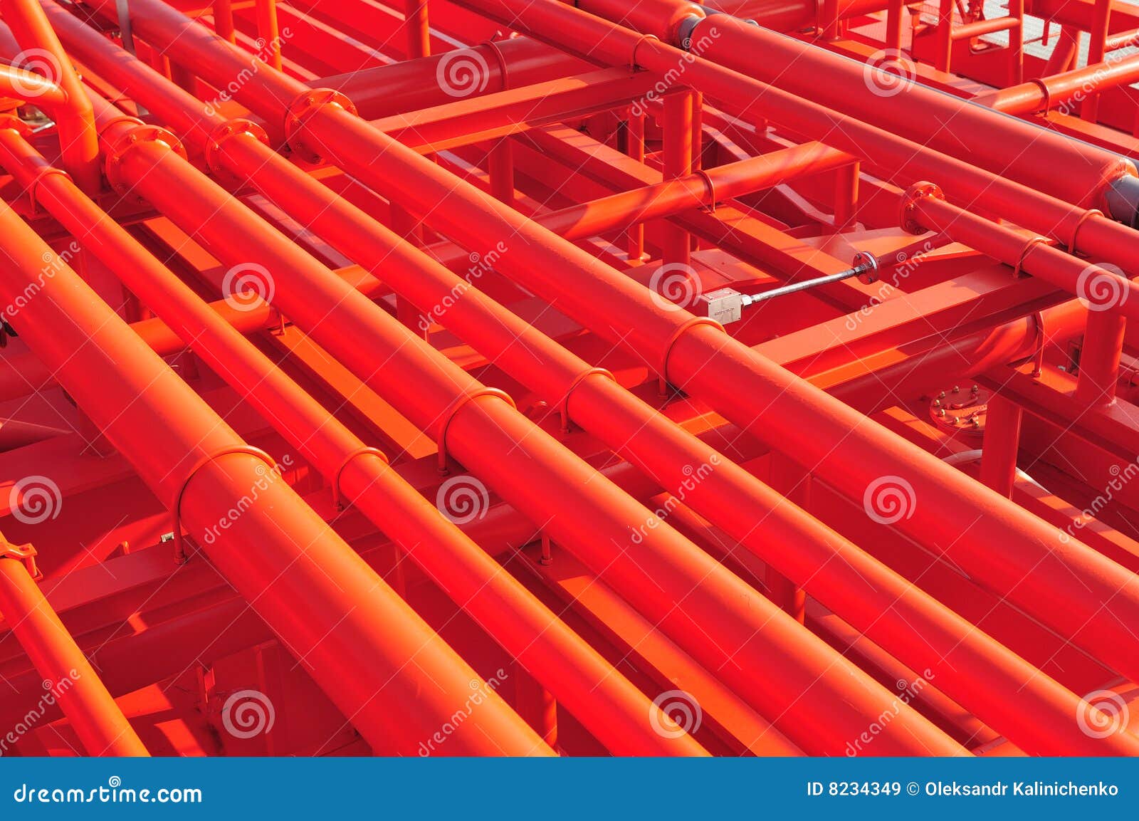 Pipes on the Deck of the Tanker Stock Image - Image of pipes, load: 8234349