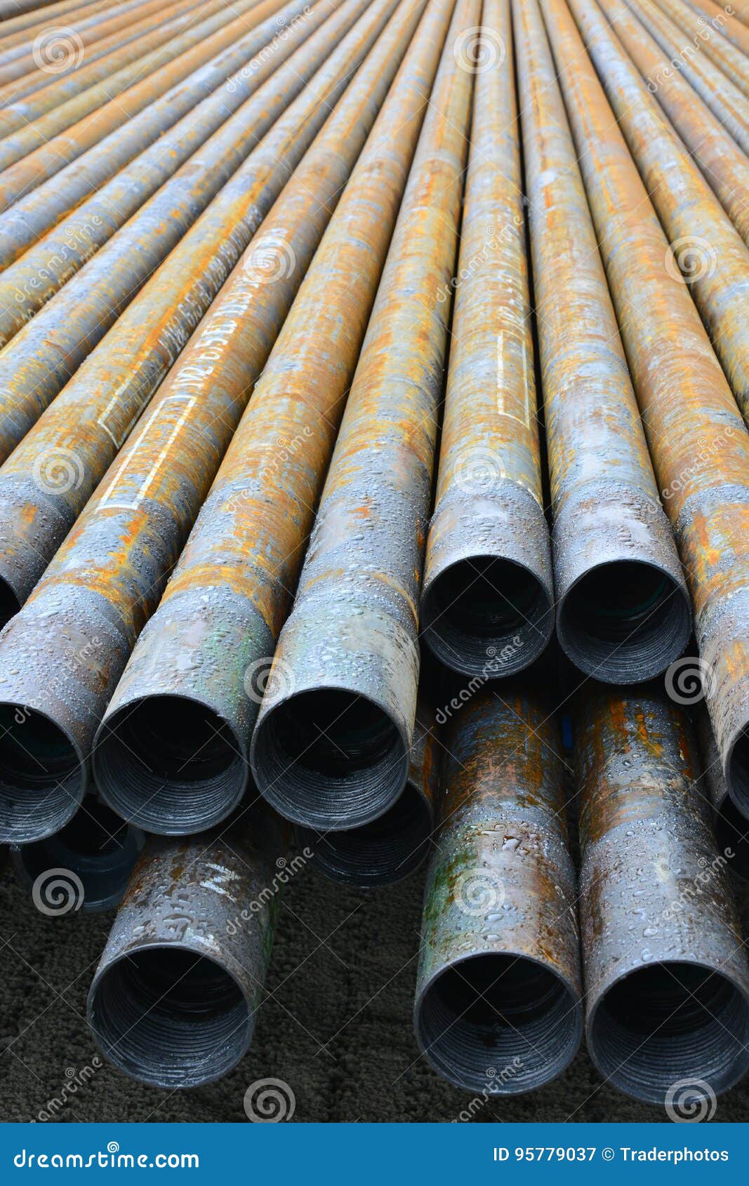 Pipes for Drilling Oil and Gas Wells Stock Image - Image of steel ...