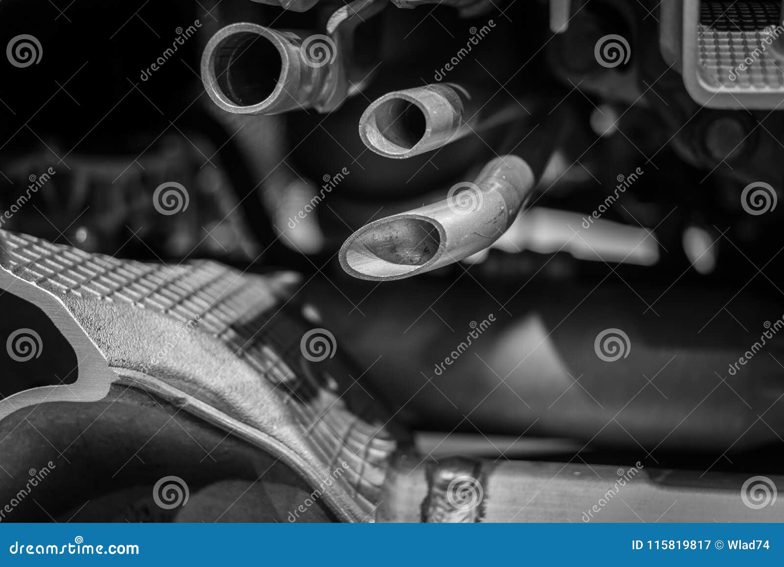 The Pipes in a Engine of Modern Car Stock Image - Image of black ...