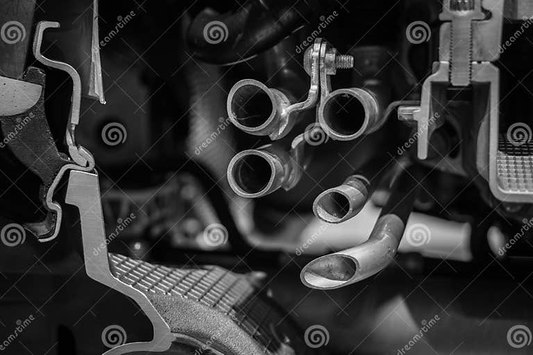 The Pipes in a Engine of Modern Car Stock Photo - Image of gray ...