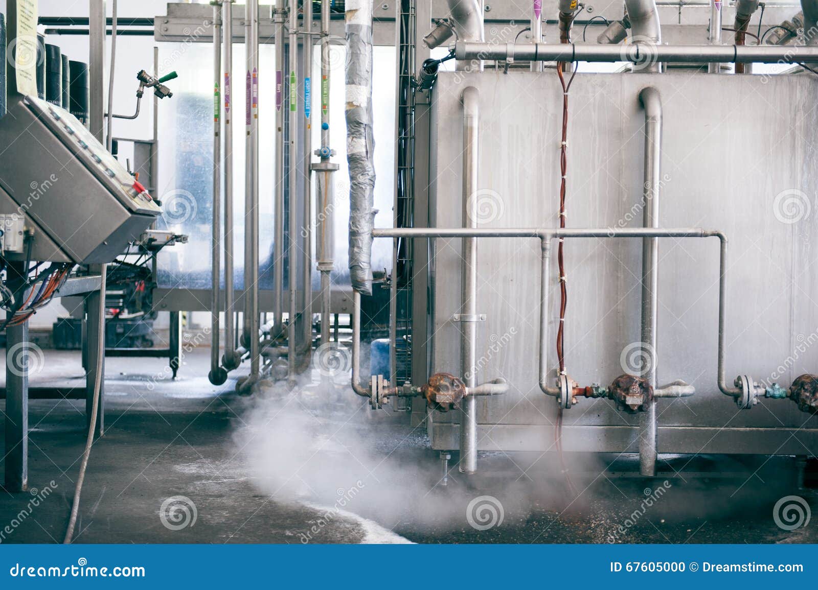 Pipes in a factory stock photo. Image of beer, steam - 67605000