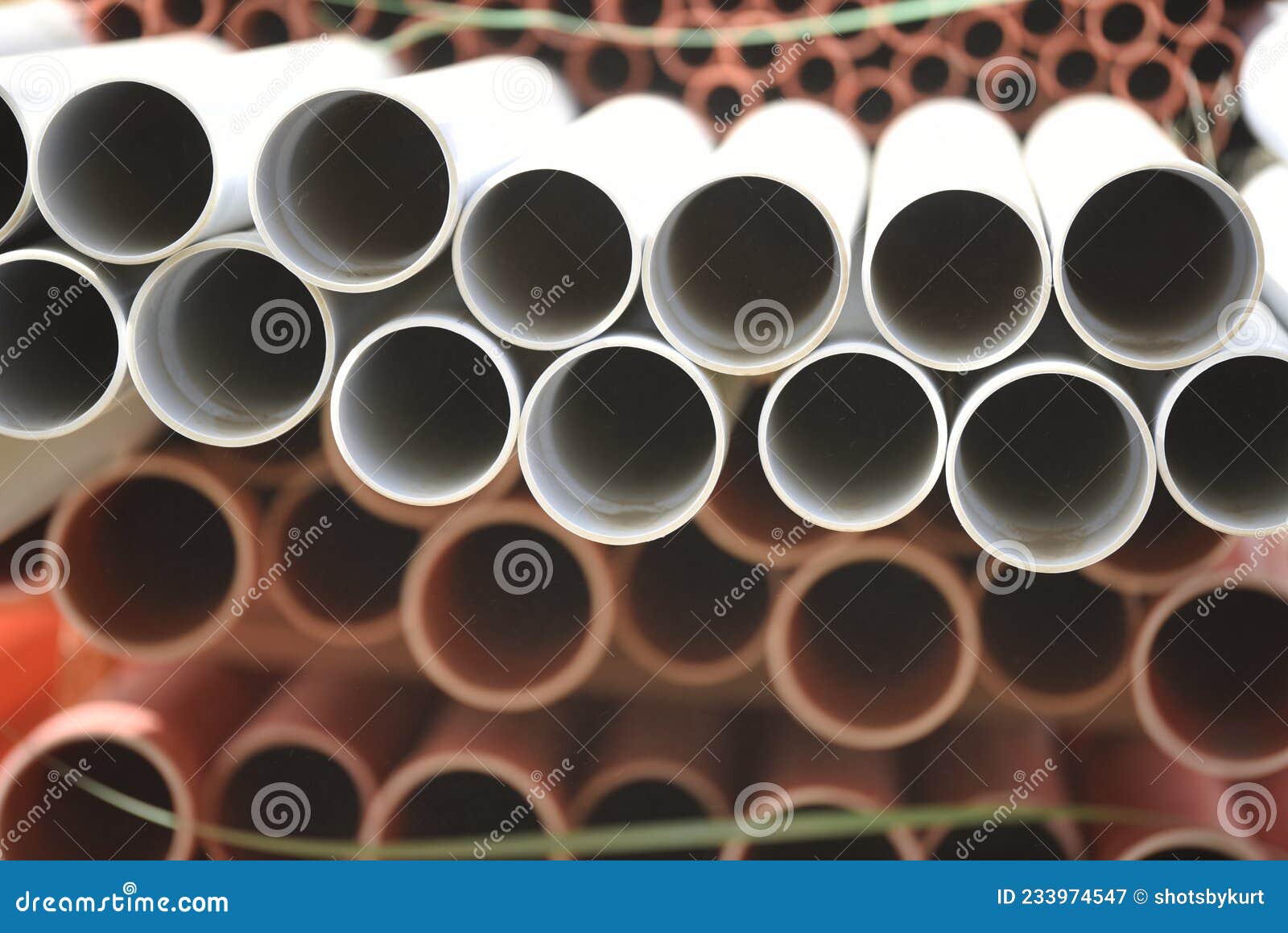 PVC Pipes Stacked on a Job Site Stock Image - Image of sewer, stacked ...