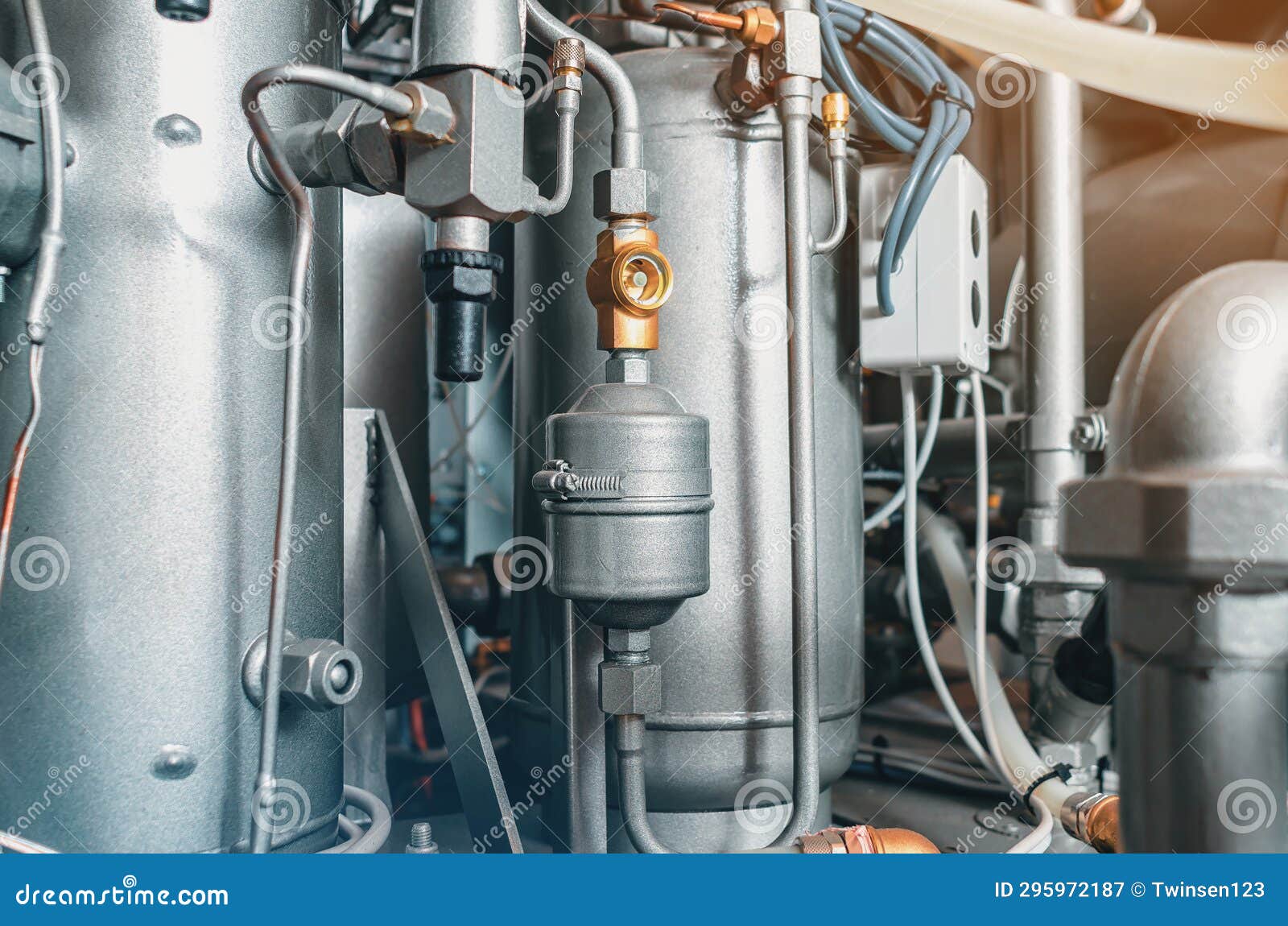 Pipes and Hoses, Connections on Industrial Equipment. Industrial ...