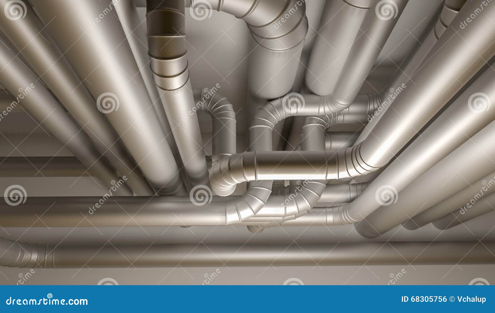 Pipes of HVAC System. 3D Illustration. Stock Illustration ...
