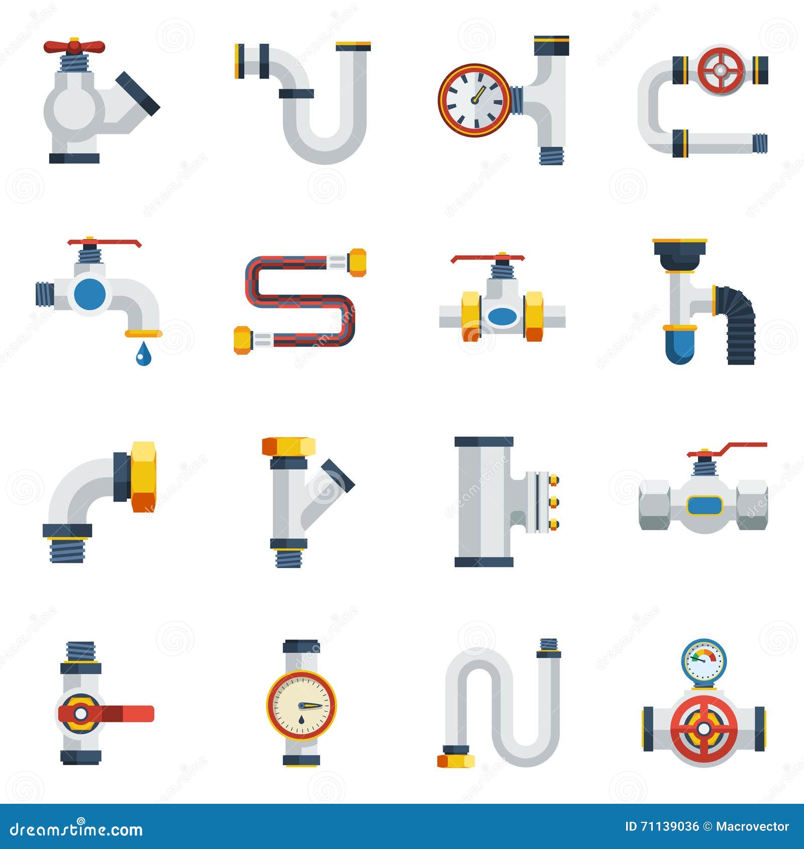 Pipes Icons Set stock vector. Illustration of computer - 71139036