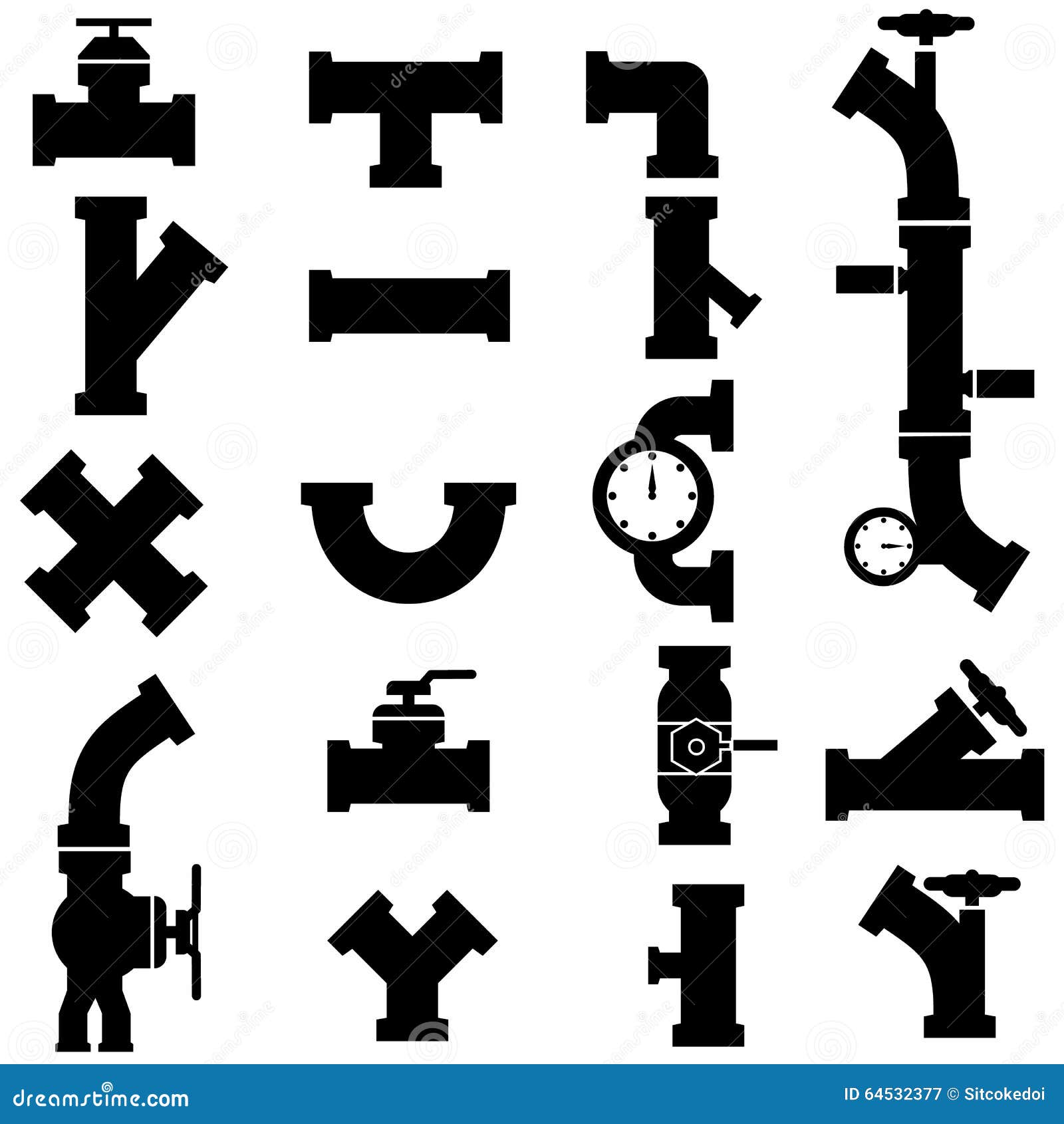 Pipes icons stock vector. Illustration of faucet, shape - 64532377