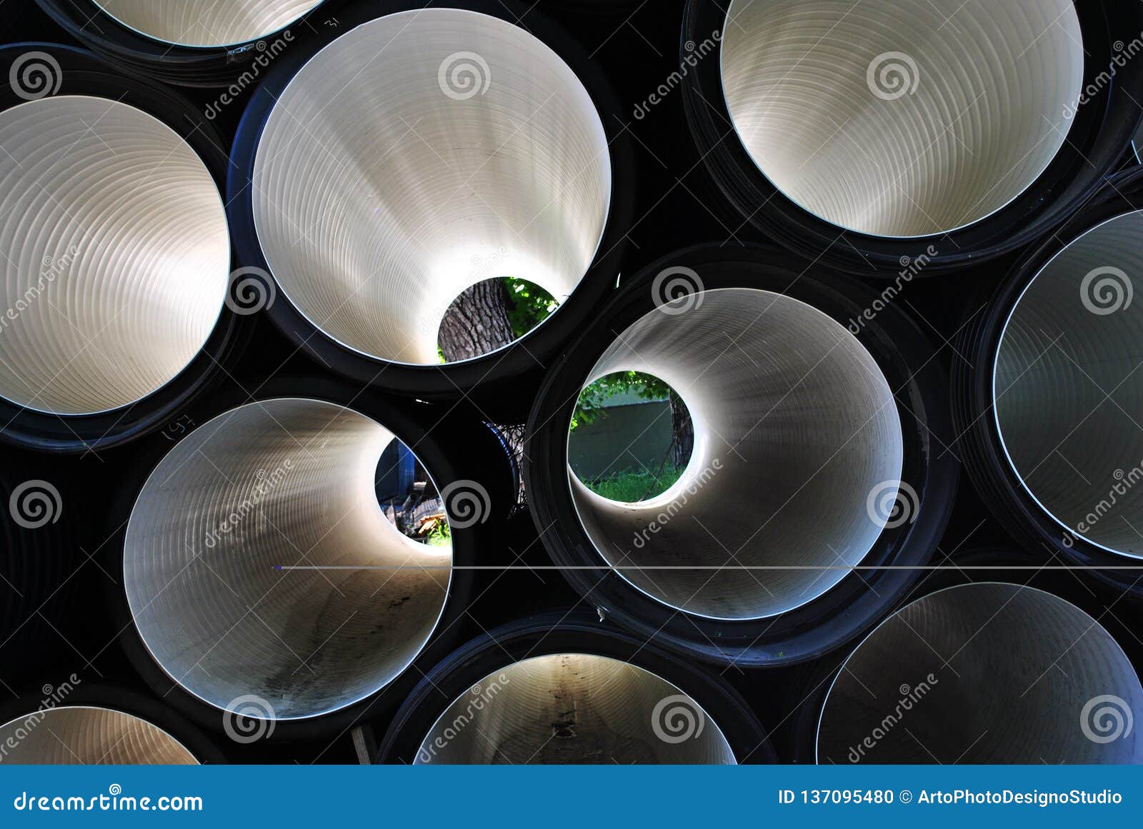 Pipes Inside View, Shiny Metallic Surface Background Stock Photo ...