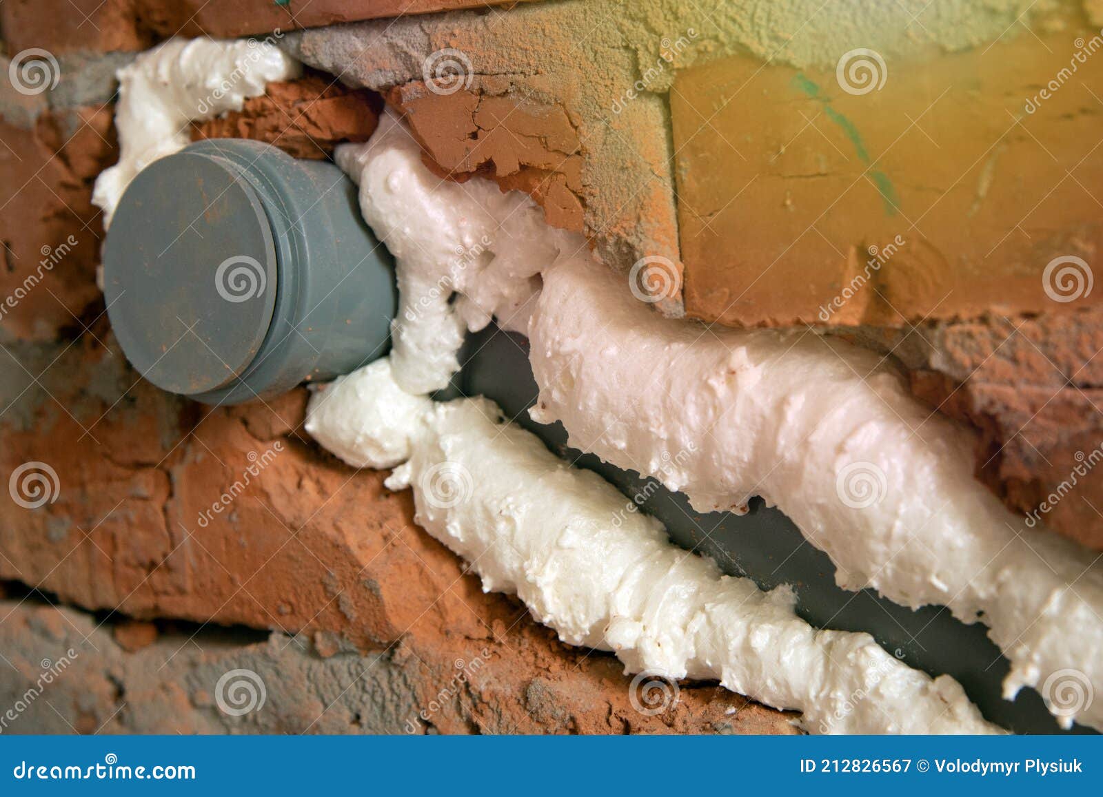 Pipes in Isolation are Fixed by Mounting Foam Stock Image - Image of ...