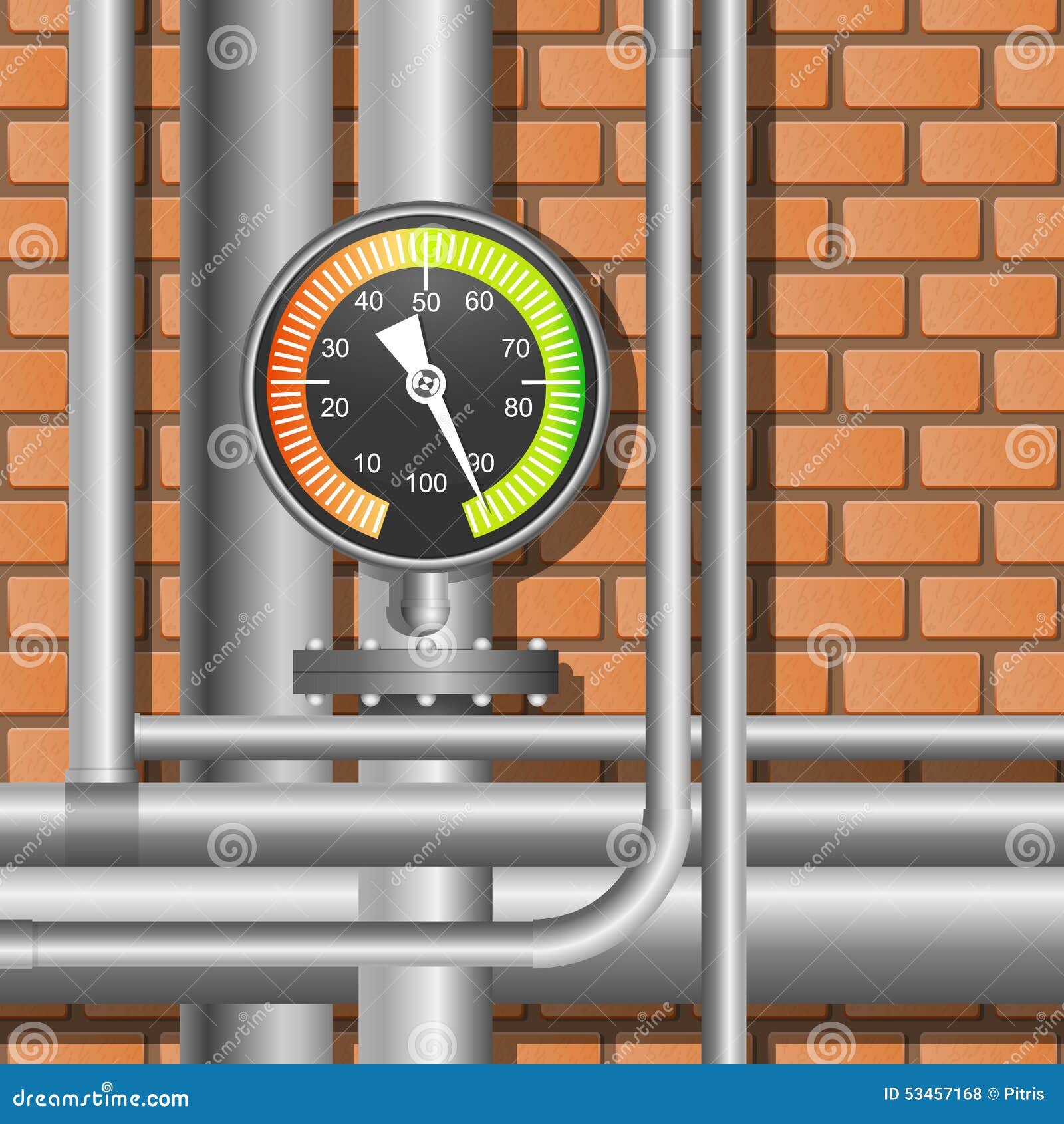 Pipes and Manometer in a Boiler Room. Stock Vector - Illustration of ...